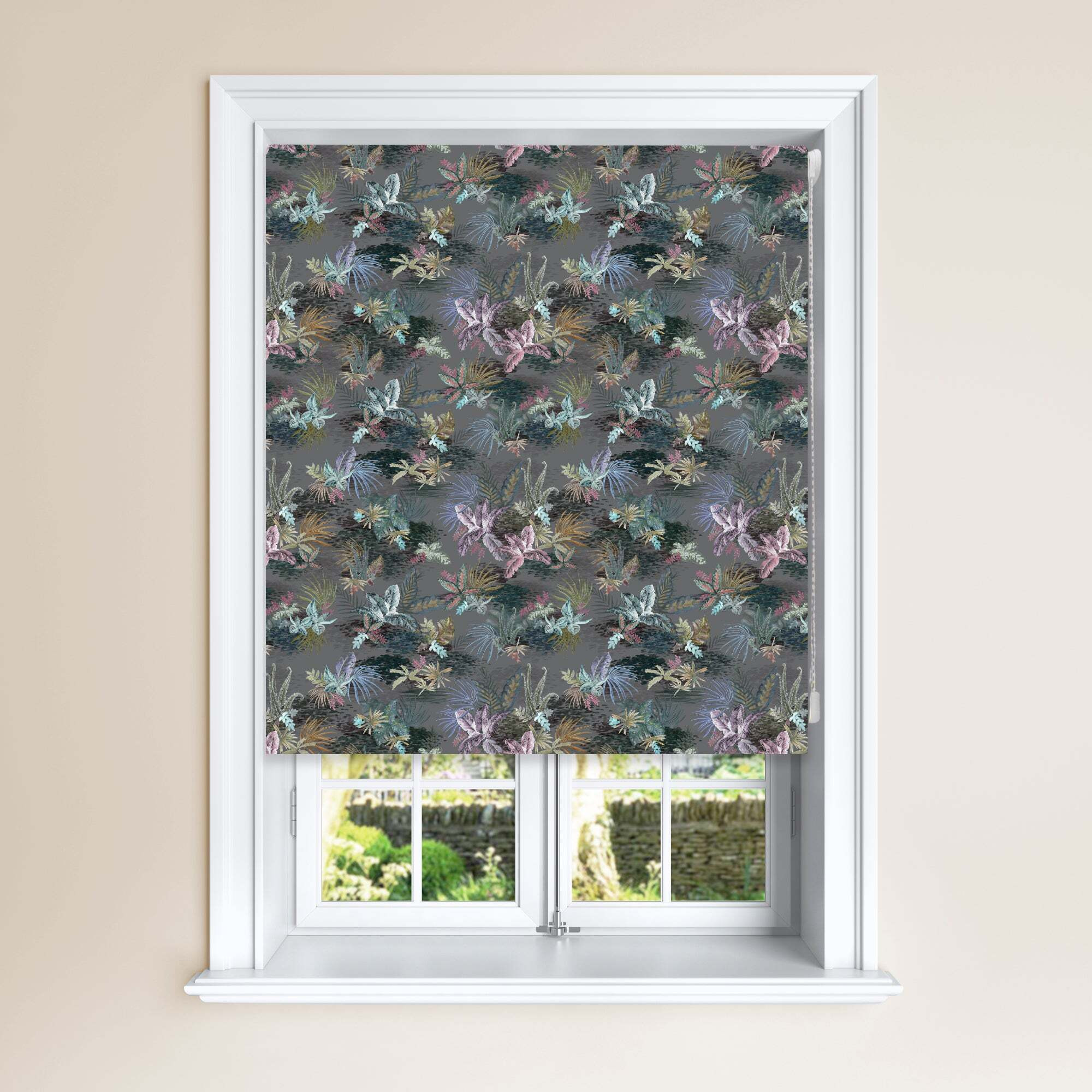 Jungle Pewter Blackout Roller Blind Blue, Green and Grey by Dunelm ...