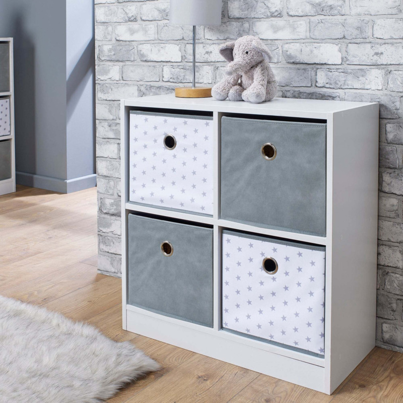 Grey Star 4 Cube Storage Unit White and Grey by Dunelm | ufurnish.com