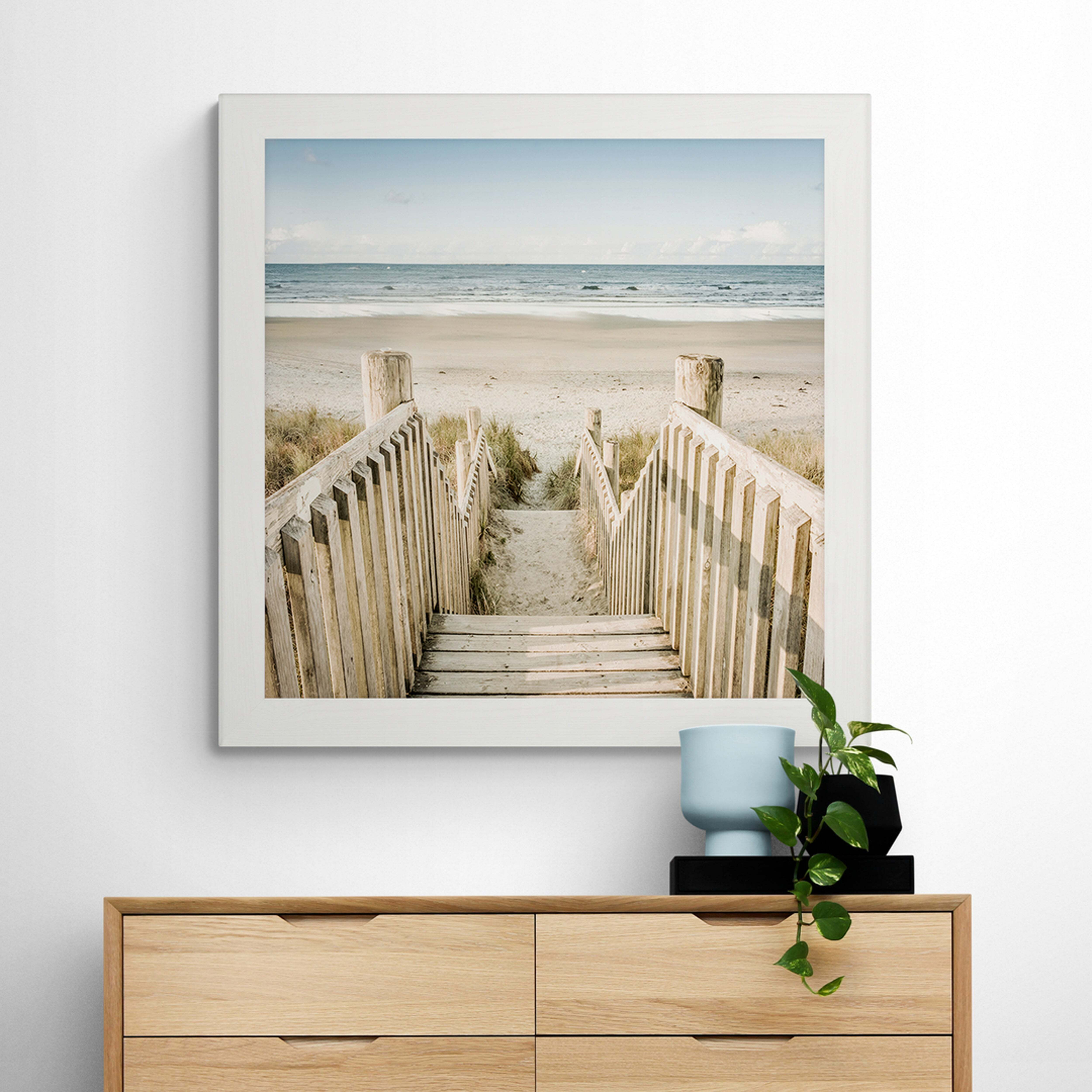 Beach Pathway Framed Print Blue/Brown by Dunelm | ufurnish.com