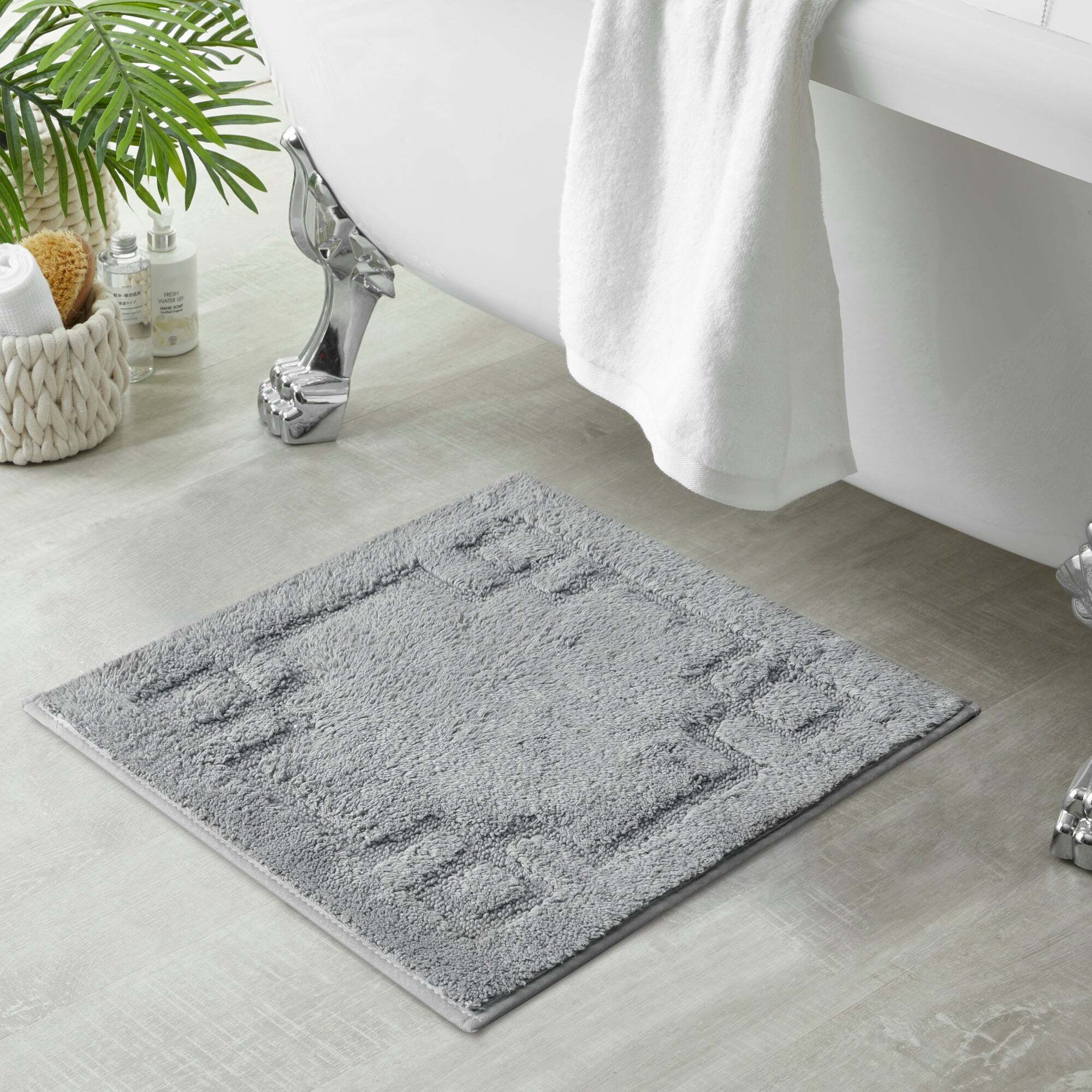 Luxury Cotton Silver Shower Mat Silver by Dunelm | ufurnish.com