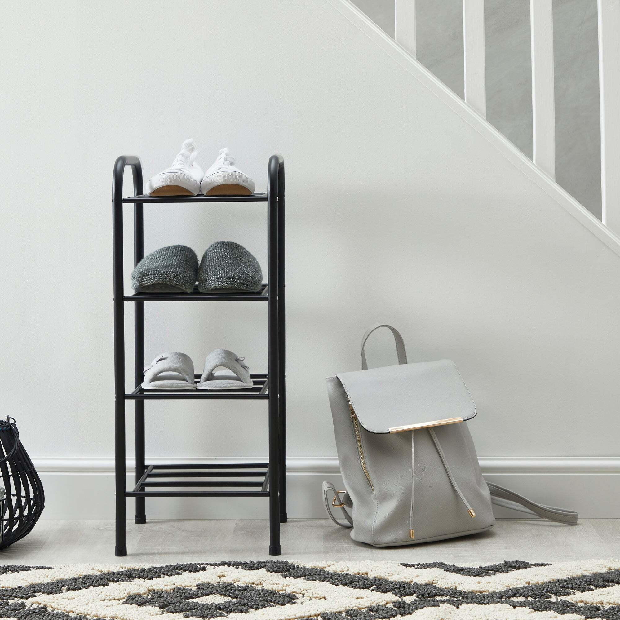 Black Metal Slim 4 Tier Rack Black by Dunelm | ufurnish.com