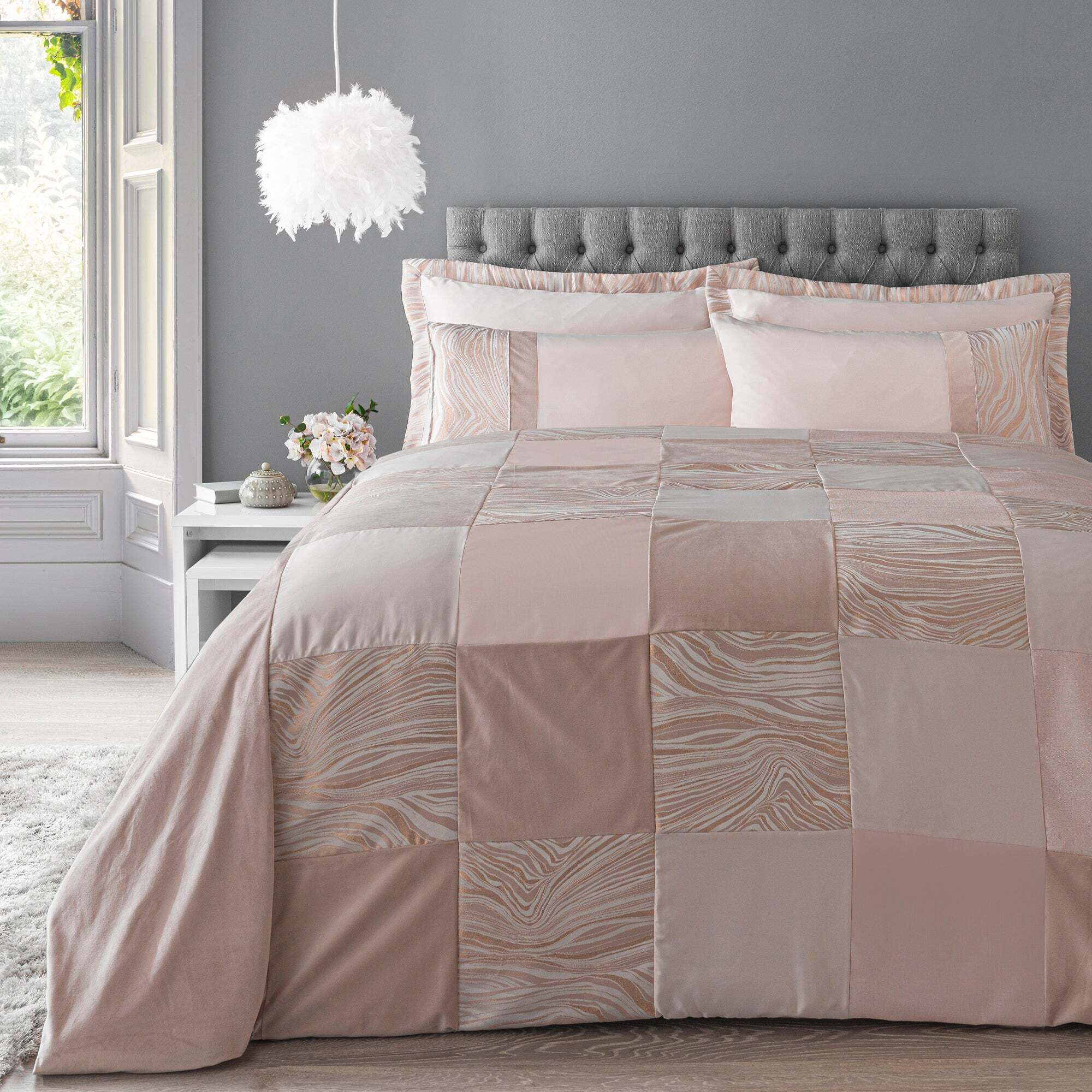 Keeley Pink Patchwork Bedspread Pink by Dunelm | ufurnish.com