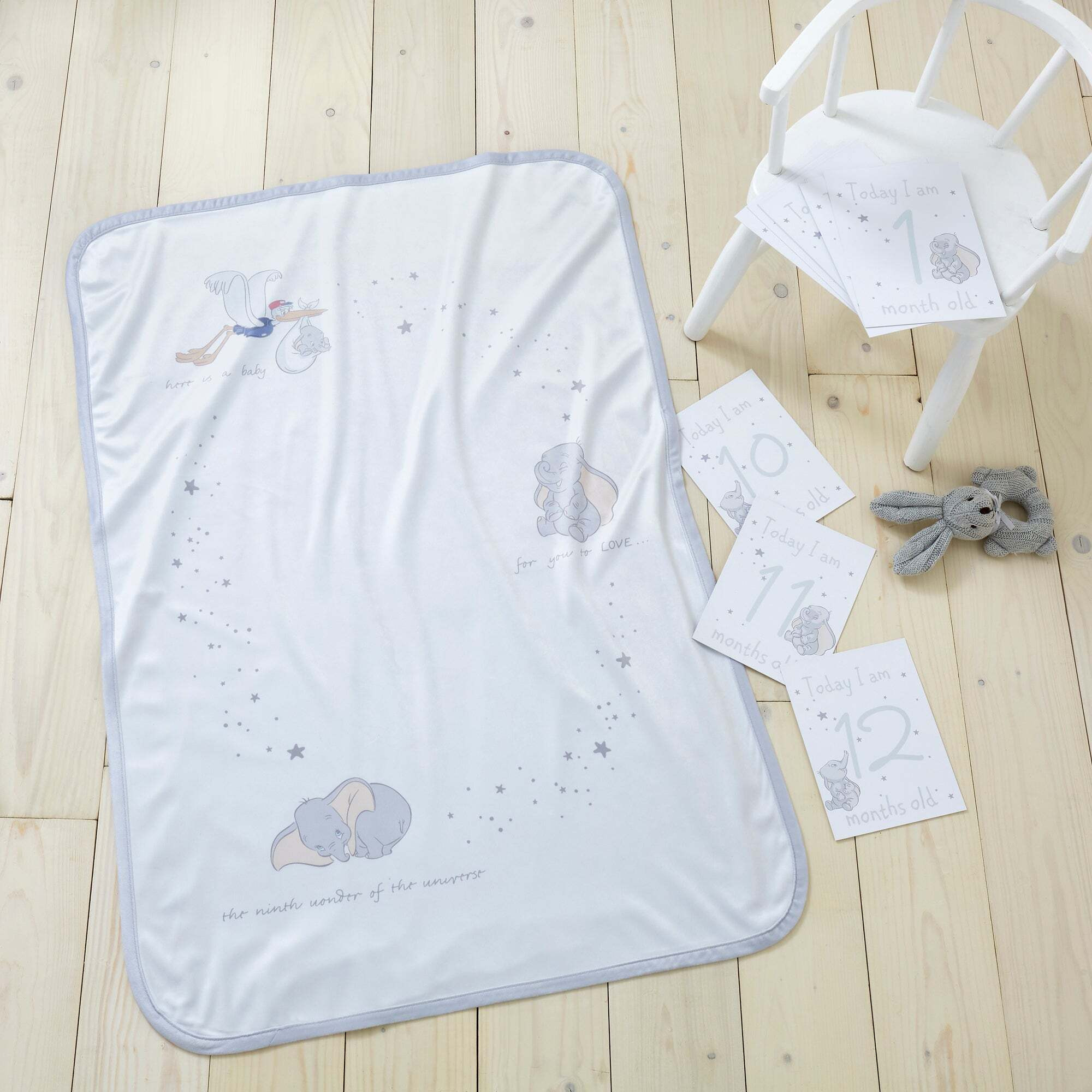 Disney Dumbo Baby Milestone Blanket White by Dunelm | ufurnish.com