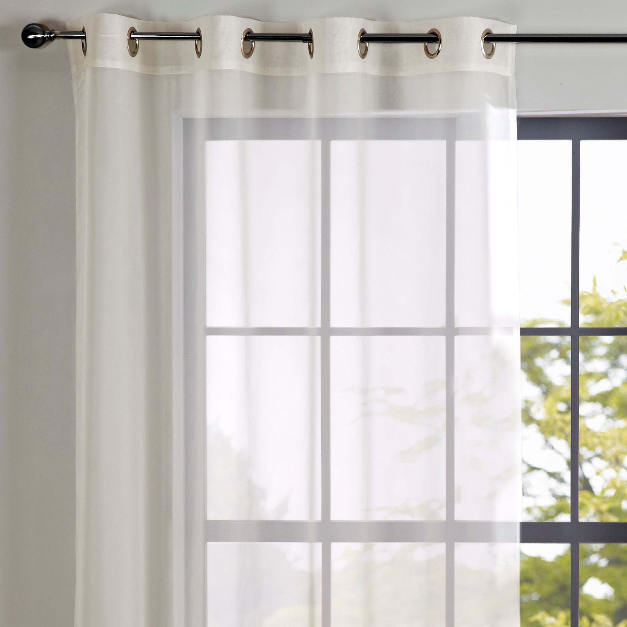 Sheer Elegance Ivory Eyelet Voile Panel Cream by Dunelm | ufurnish.com