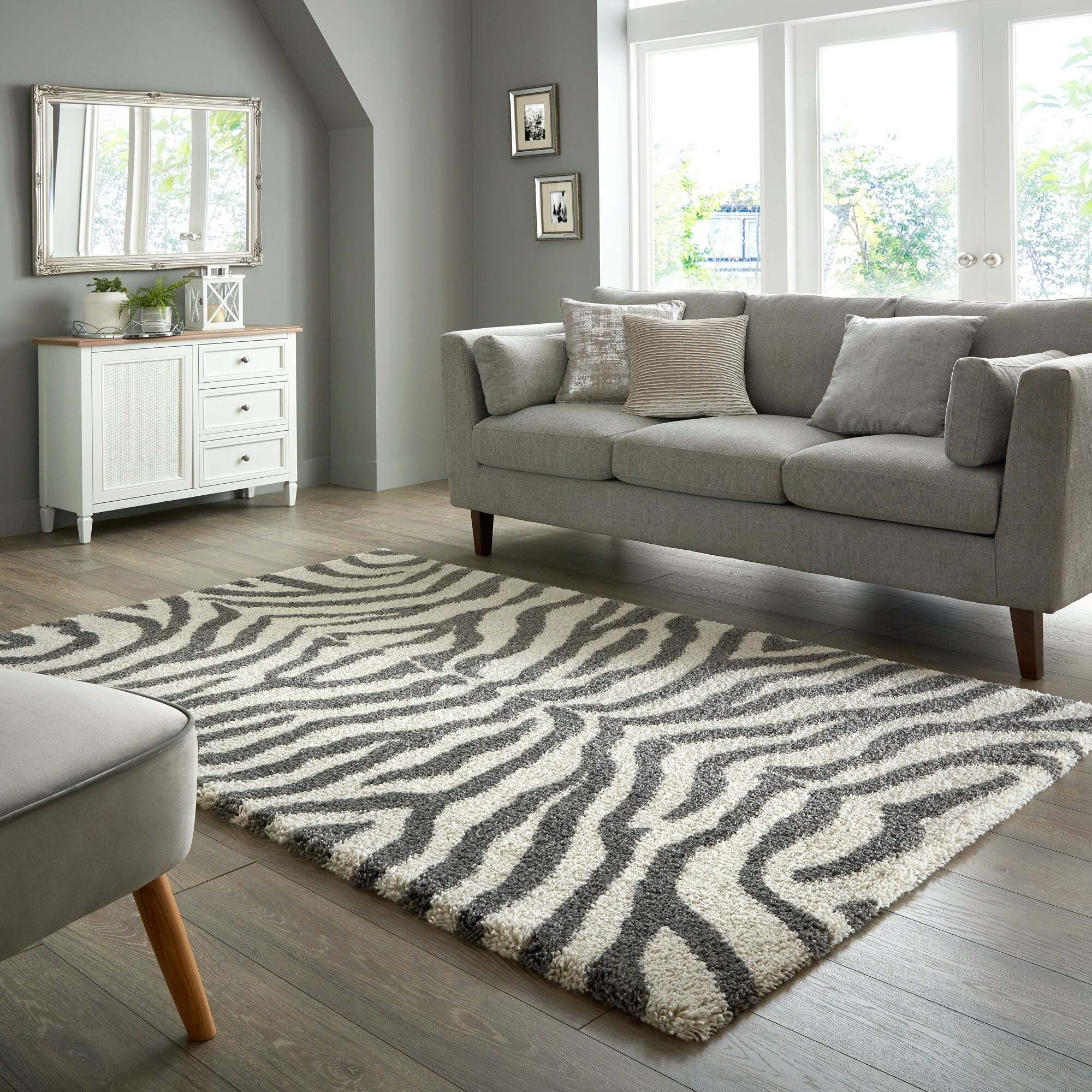 Zebra Berber Rug Black and white by Dunelm | ufurnish.com