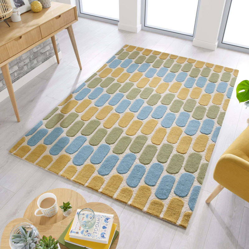 Fossil Rug Green, Blue and Yellow by Dunelm | ufurnish.com
