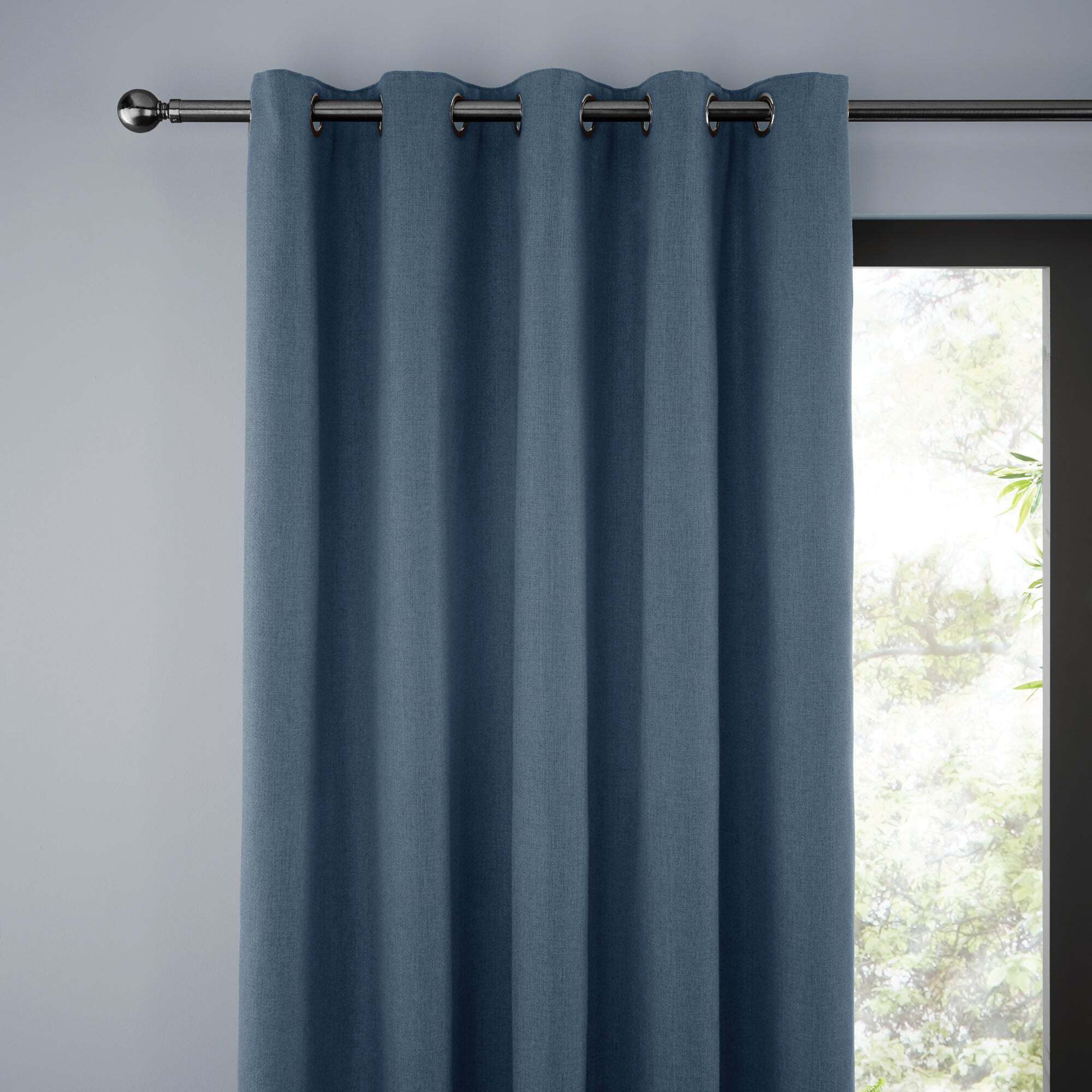 Jennings Ashley Blue Thermal Eyelet Curtains Blue by Dunelm | ufurnish.com