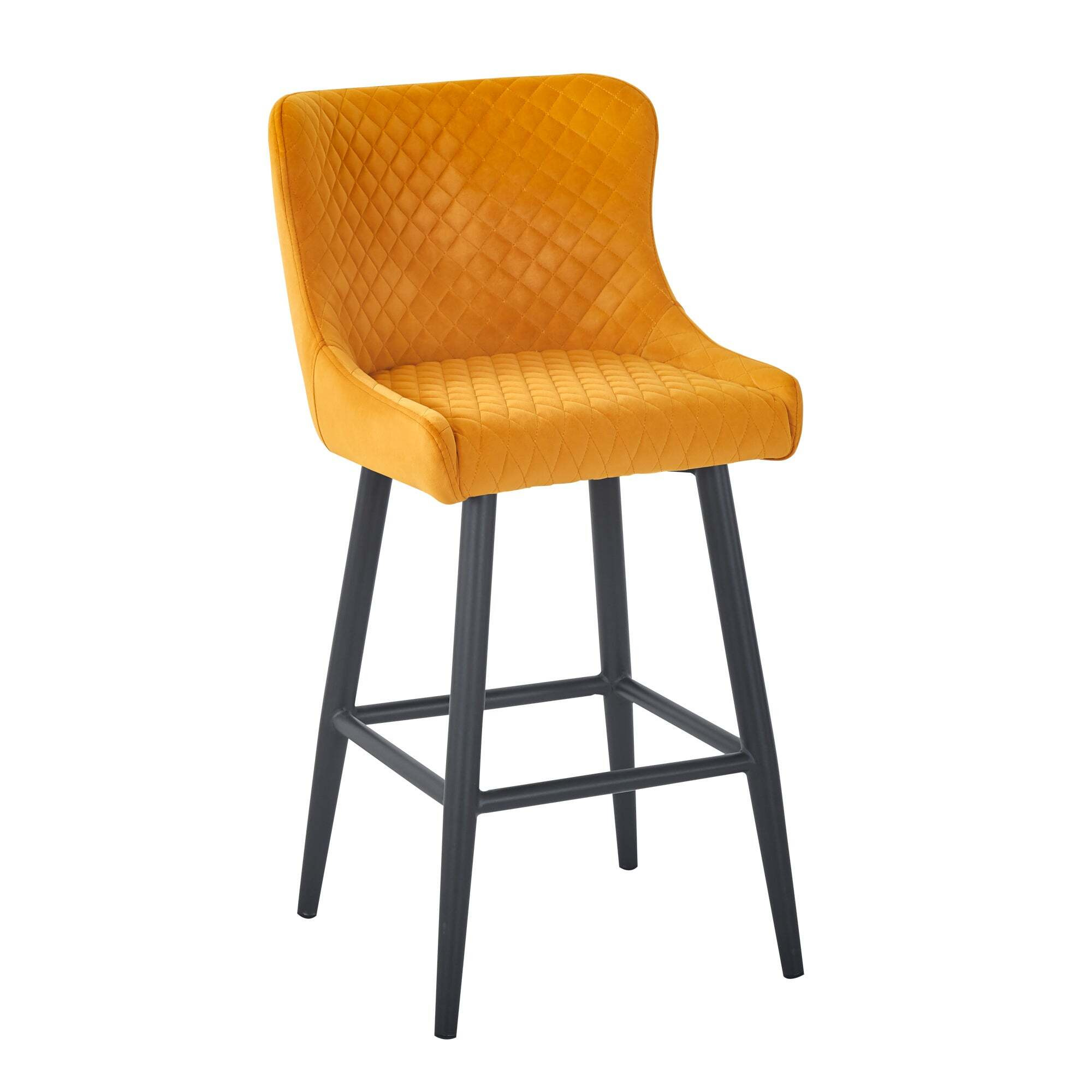 Montreal Counter Height Bar Stool, Velvet Yellow by Dunelm | ufurnish.com