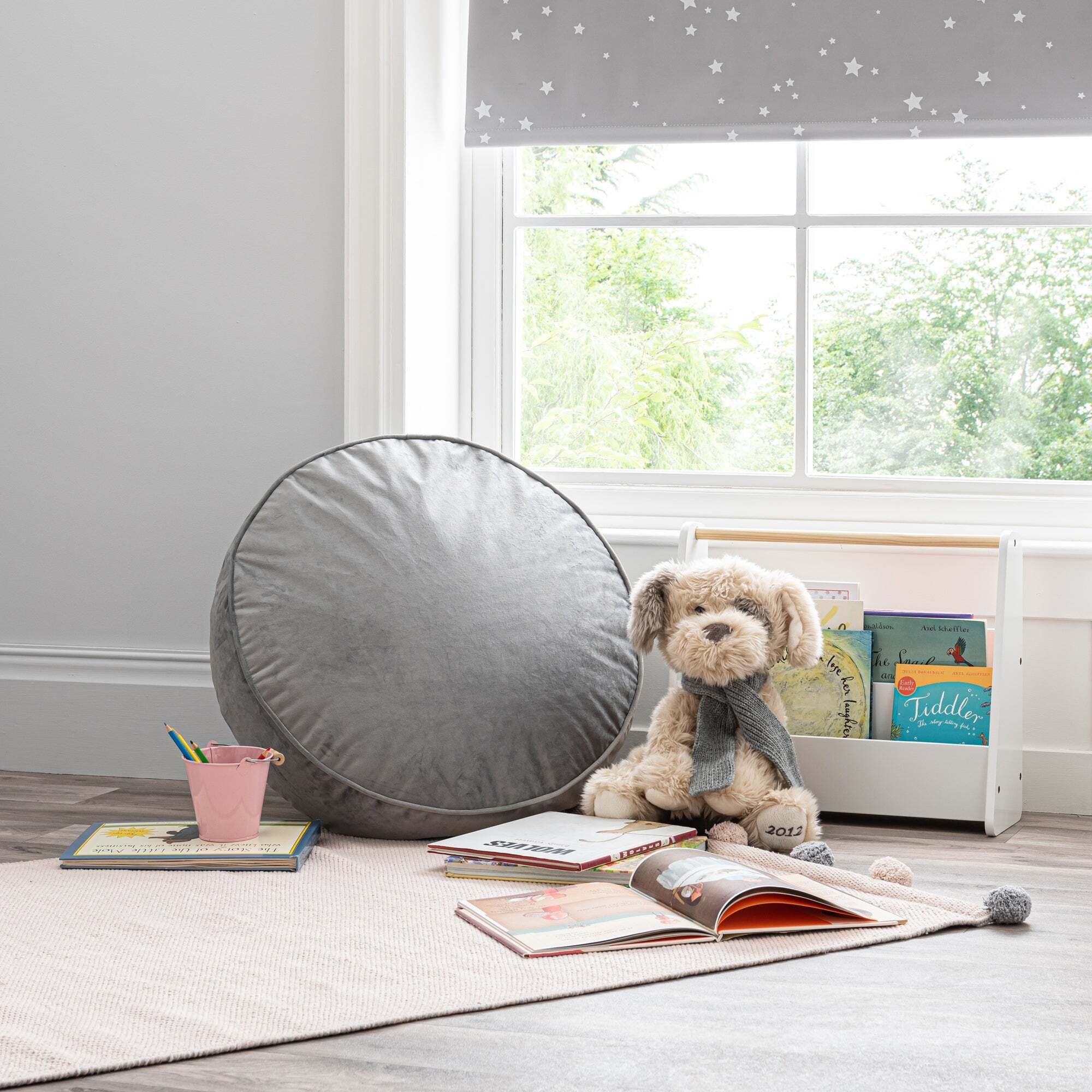 Kid's Isla Circle Pouffe Light Grey Light Grey Isla by Dunelm ...