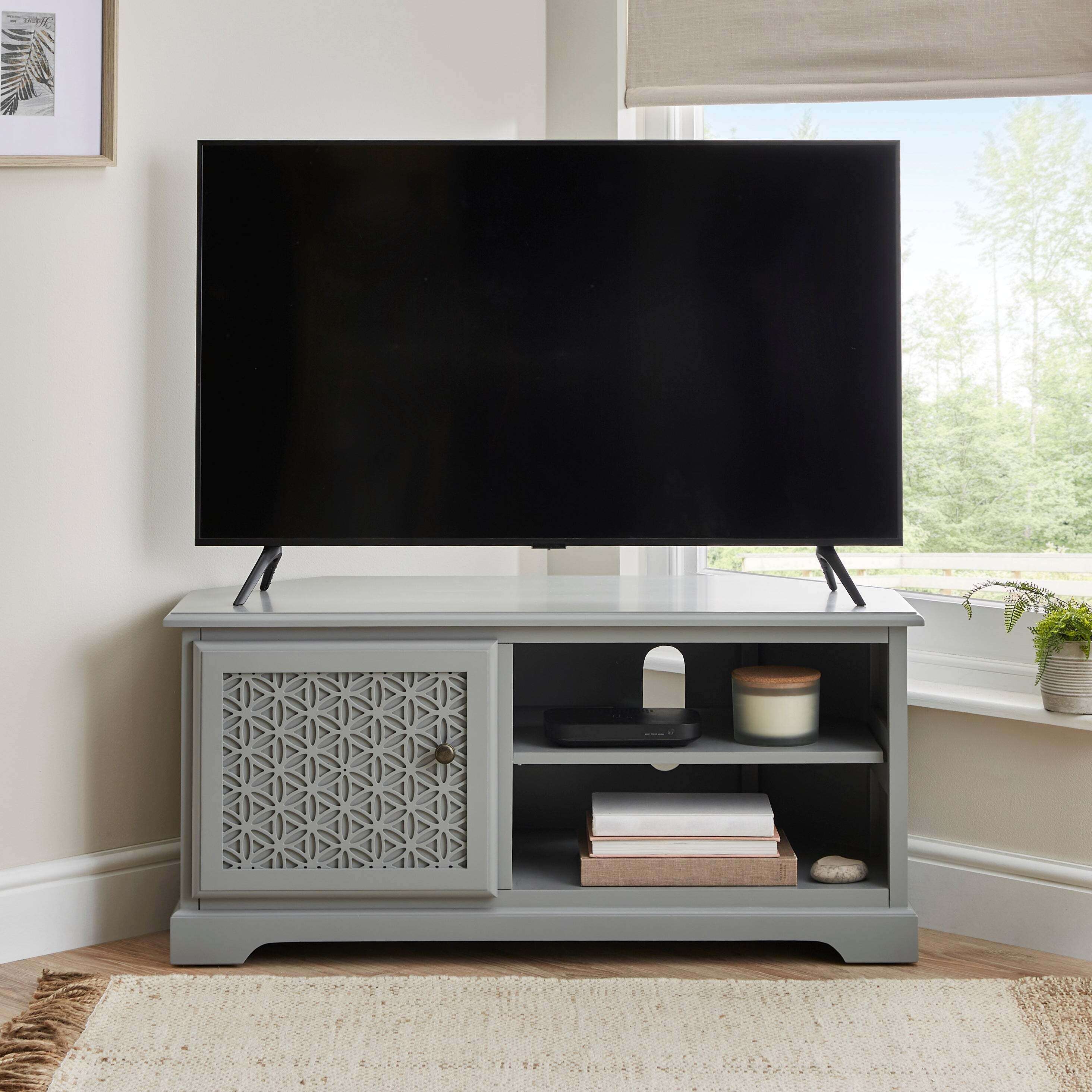 Carys Corner TV Unit Grey by Dunelm | ufurnish.com