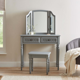 Carys 2 Drawer Dressing Table Set with Mirror Grey Grey by Dunelm ufurnish