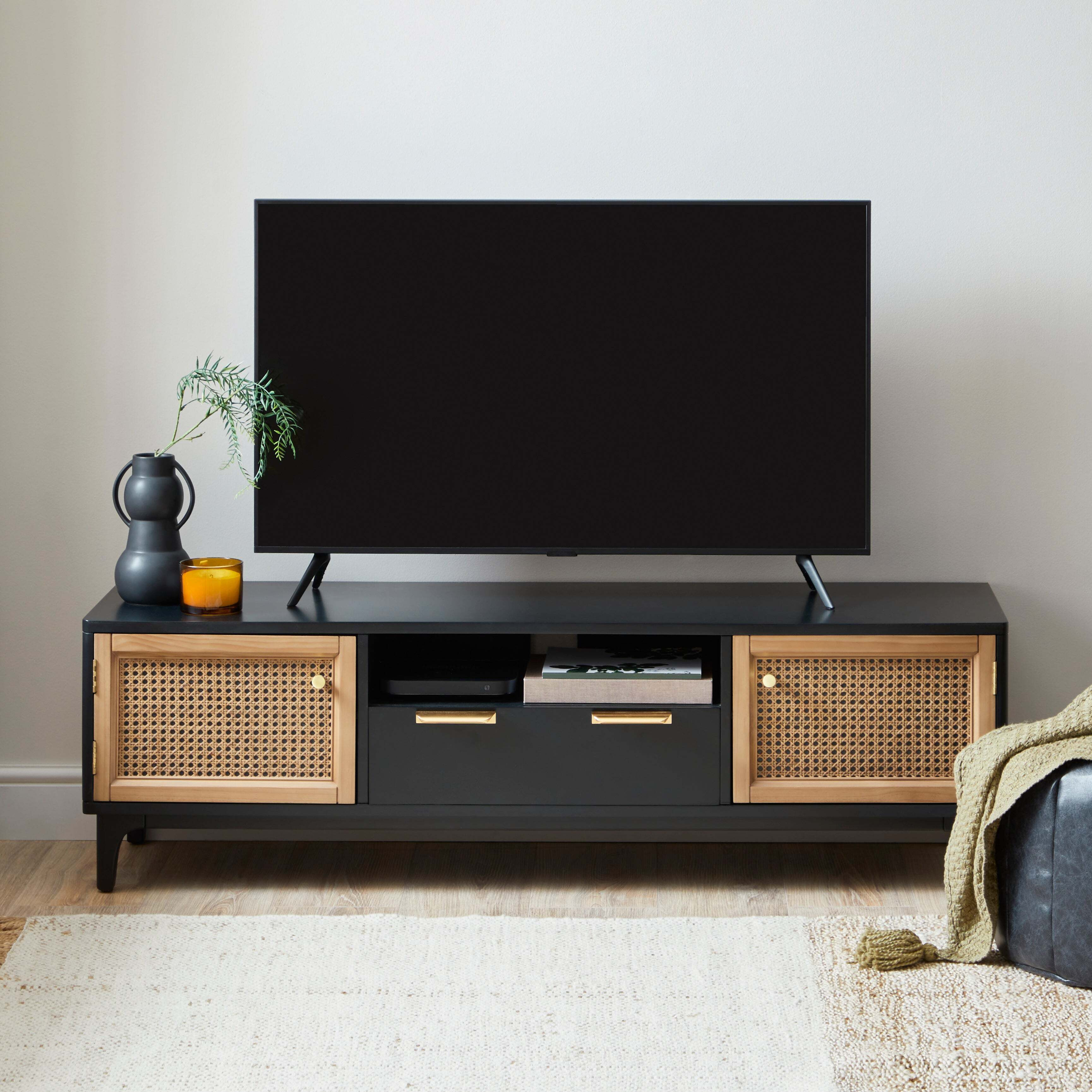Franco Wide TV Unit Black by Dunelm | ufurnish.com