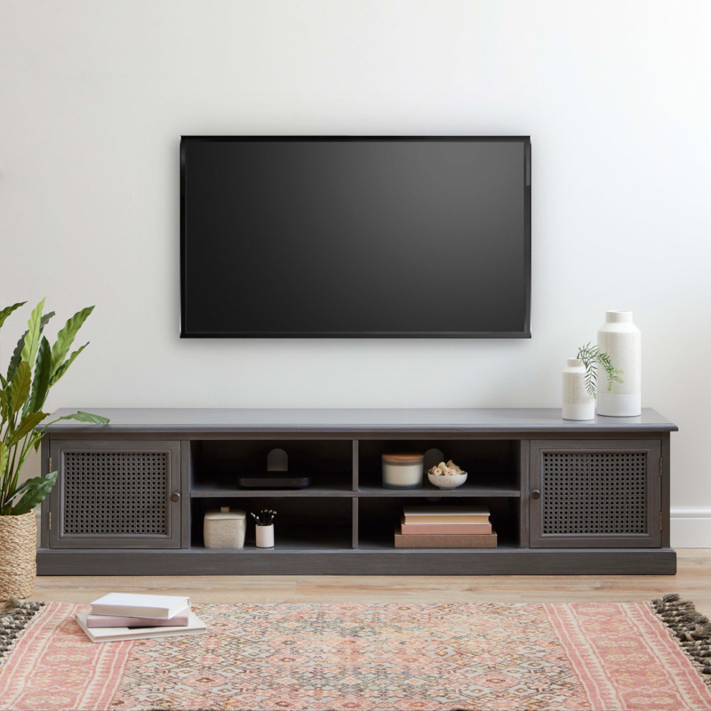Lucy Extra Wide TV Unit Grey by Dunelm | ufurnish.com
