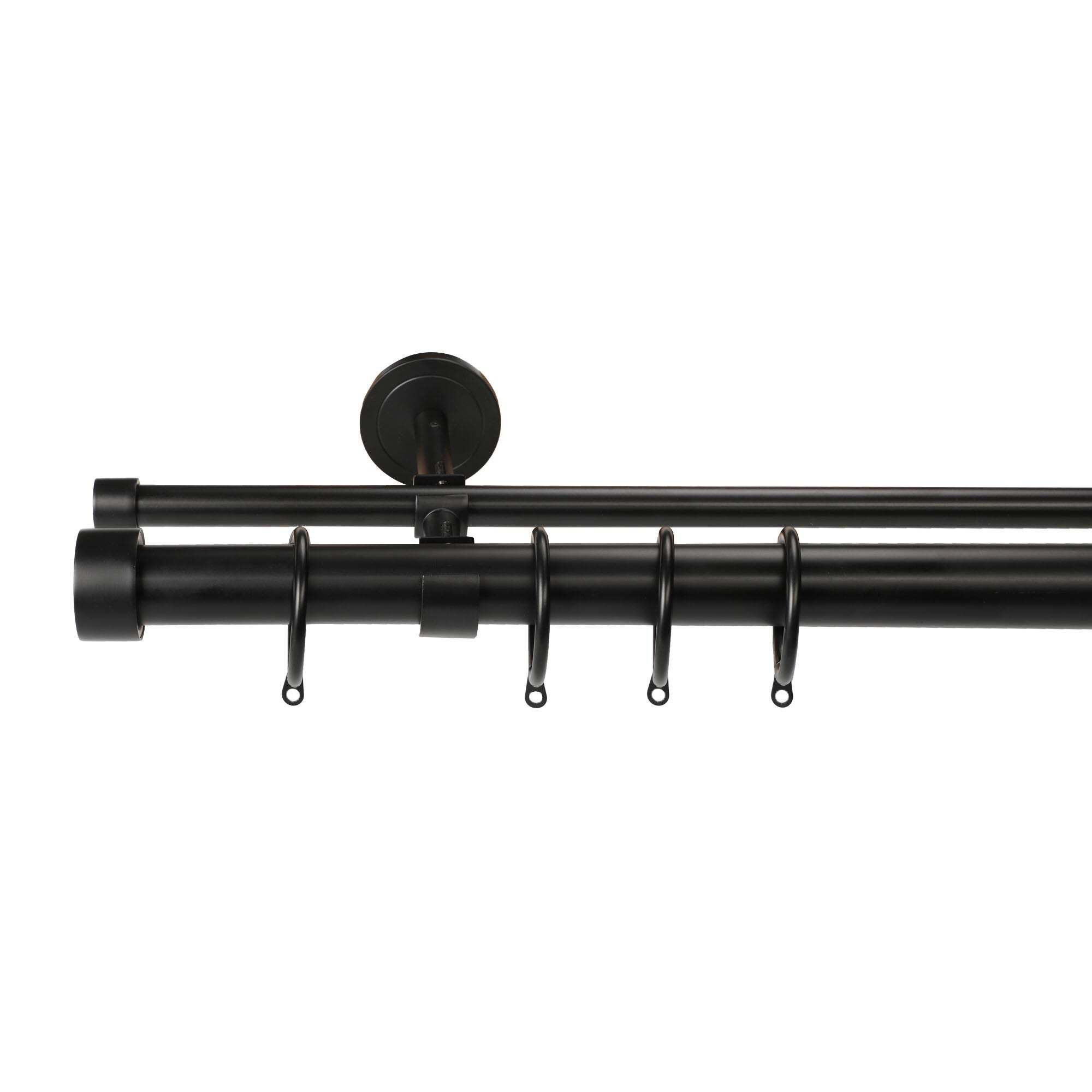 Trinity Metal Double Extendable Curtain Pole Black by Dunelm | ufurnish.com