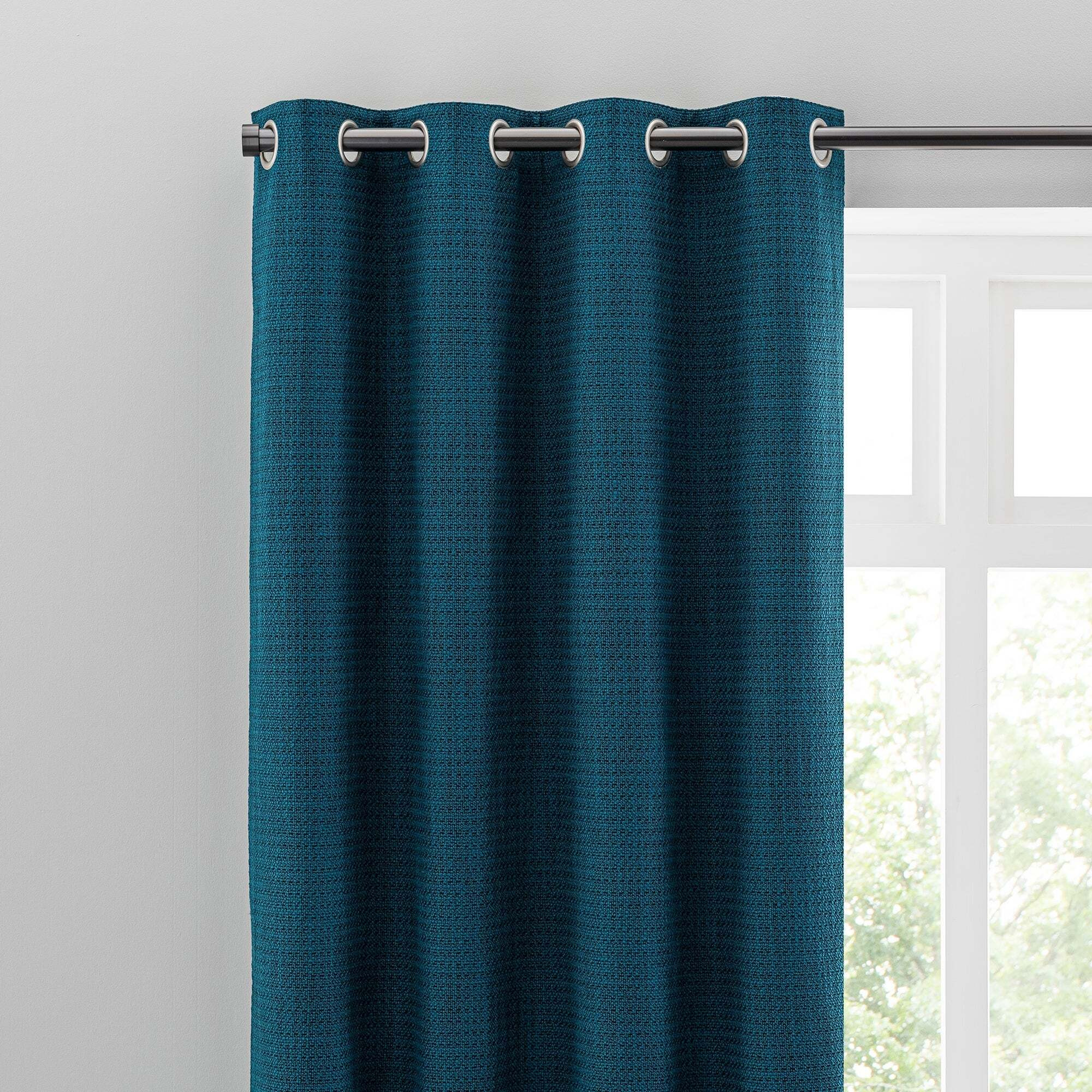 Elements Kul Dark Teal Eyelet Curtains Blue by Dunelm | uFurnish.com