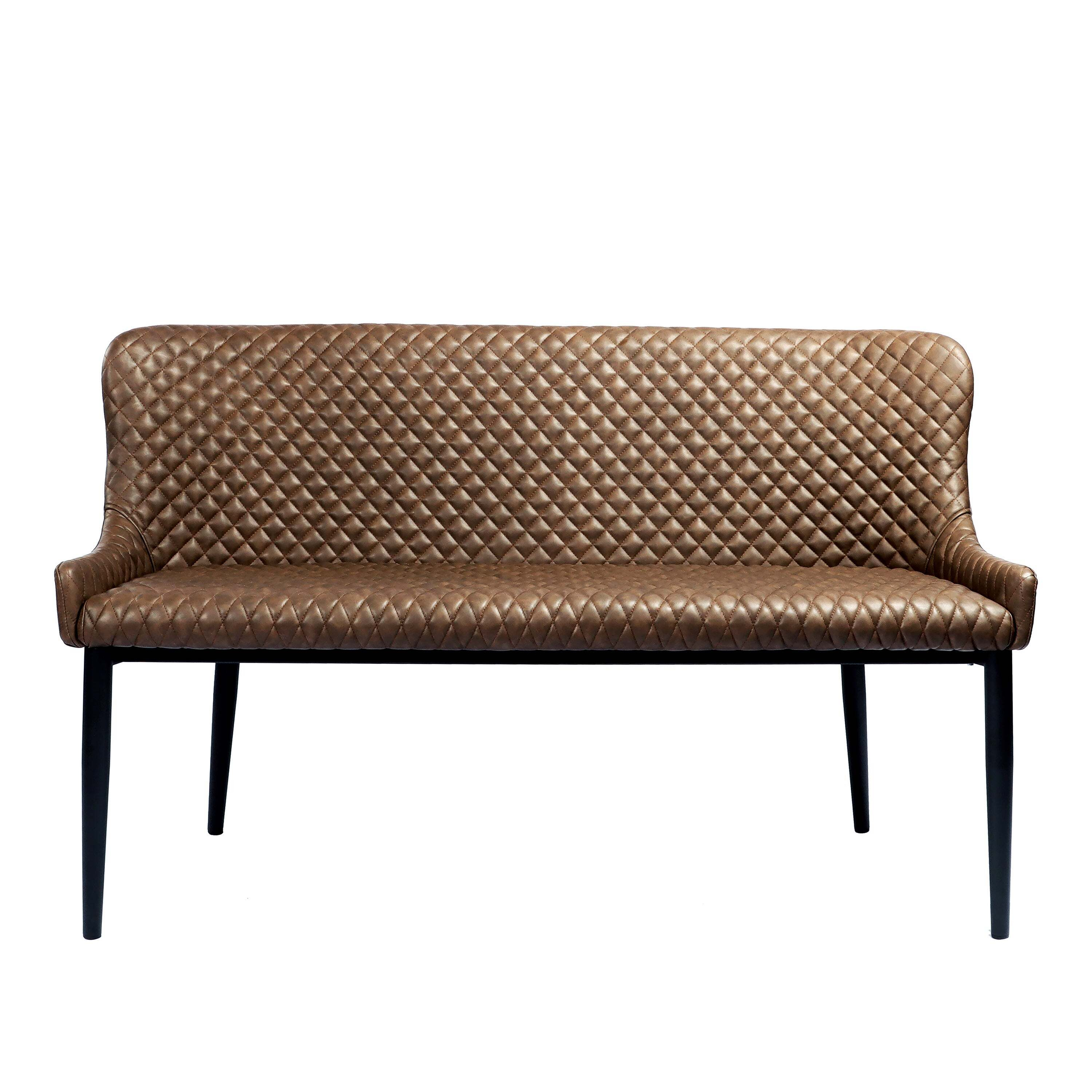 Montreal 3 Seater Dining Bench Seat, Faux Leather Brown by Dunelm ...