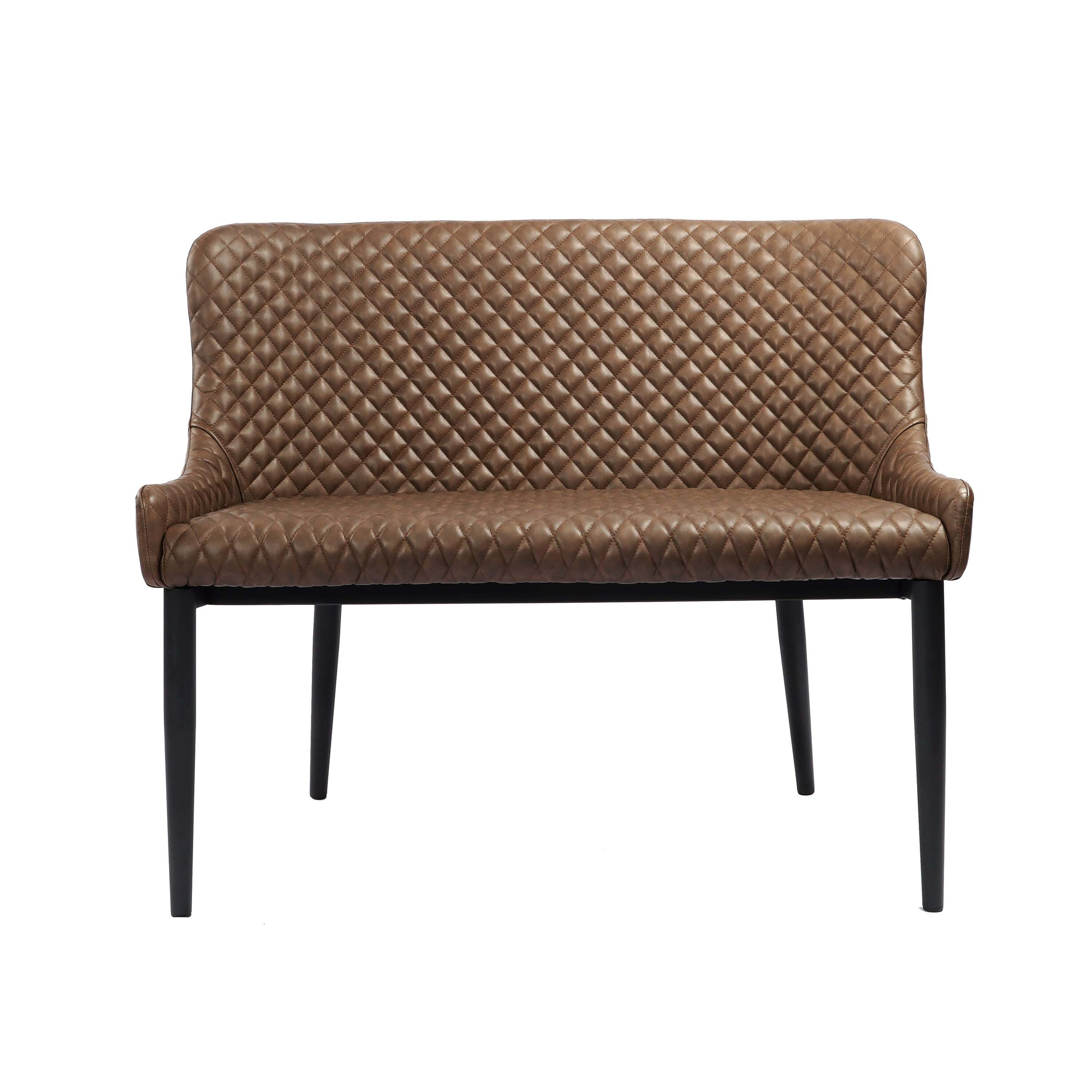 Montreal 2 Seater Dining Bench Seat, Faux Leather Brown by Dunelm ...