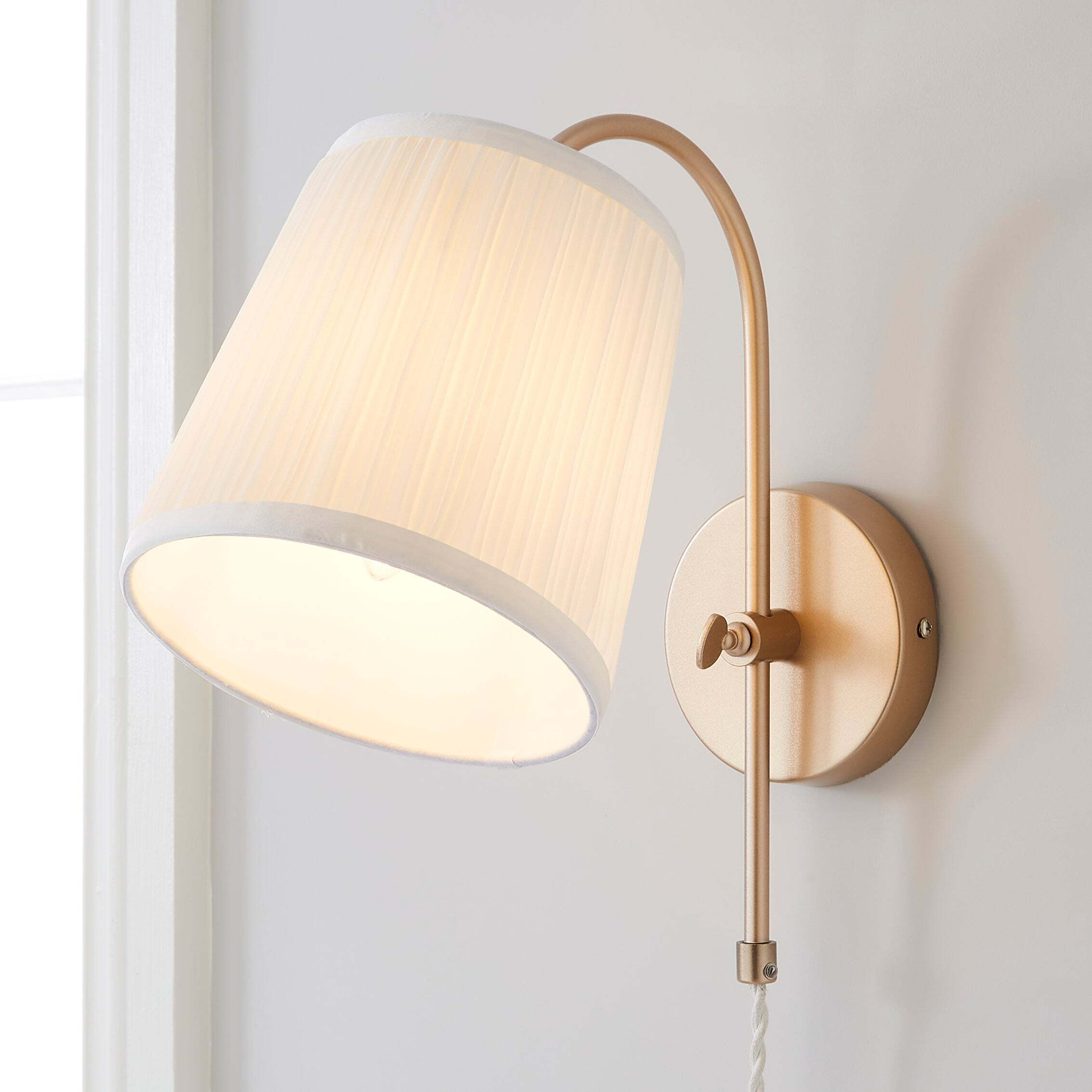 Lorelai Easy Fit Plug-In Wall Light Gold by Dunelm | ufurnish.com