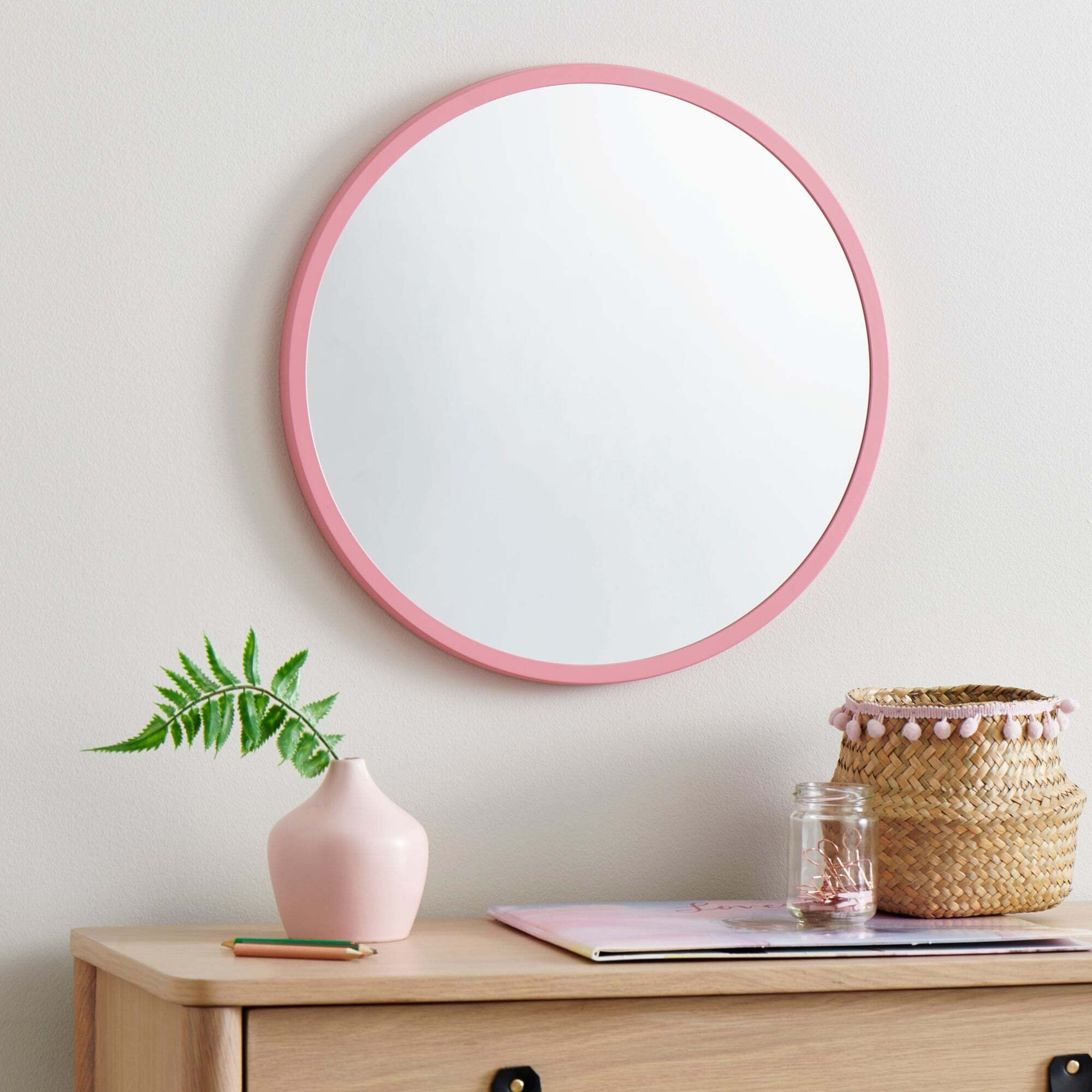 Kid's Elements Round Wall Mirror, 40cm Pink by Dunelm | ufurnish.com