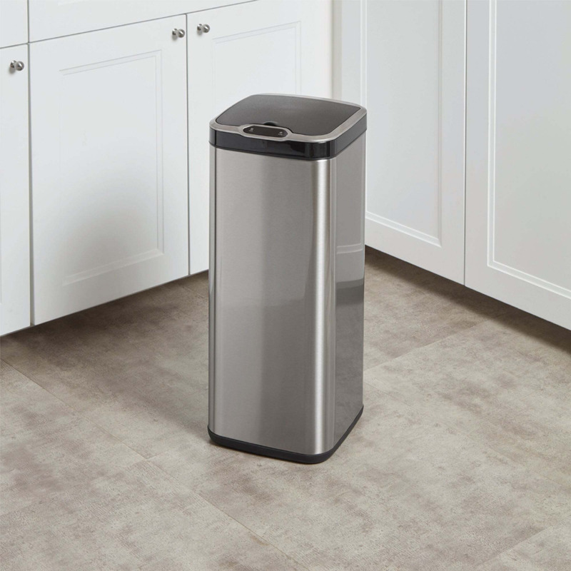 30L Stainless Steel Sensor Square Bin Silver by Dunelm | ufurnish.com