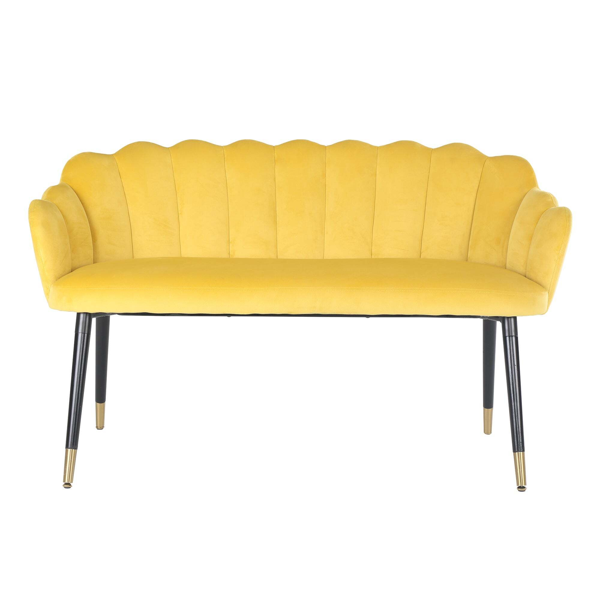 Vivian 2 Seater Dining Bench Seat, Velvet Yellow by Dunelm | ufurnish.com