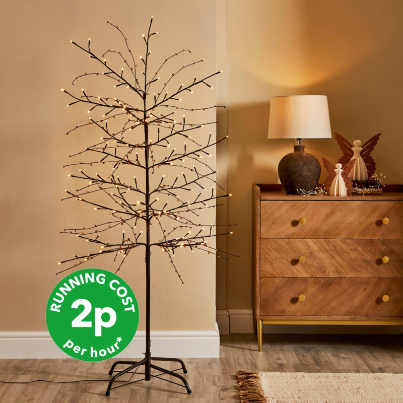 5ft Brown Light Up Twig Tree Brown by Dunelm | ufurnish.com