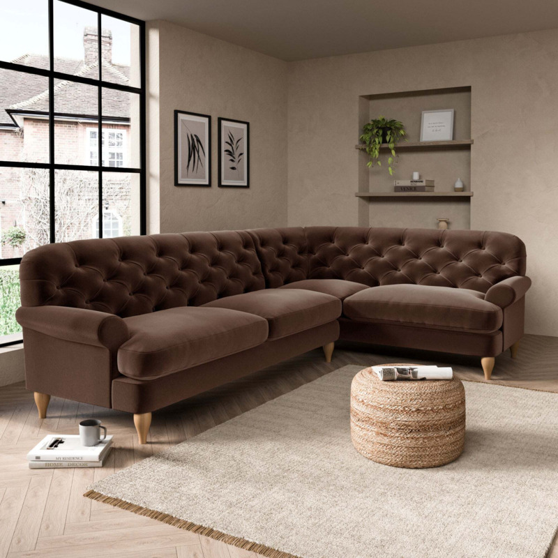 Canterbury Corner Sofa Brown by Dunelm | ufurnish.com