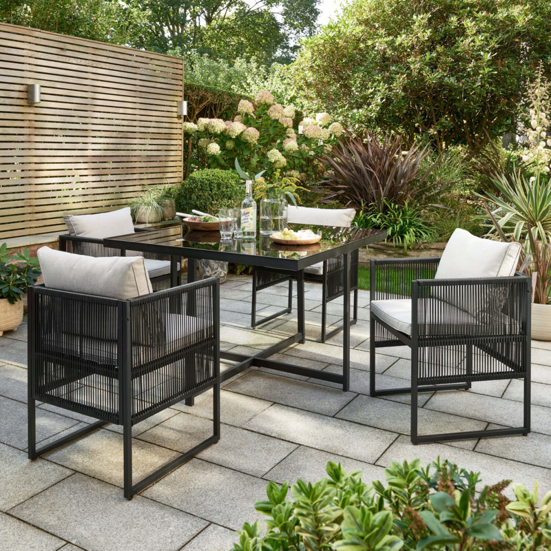 Kubic 4 Seater Dining Cube Set Black by Dunelm | ufurnish.com