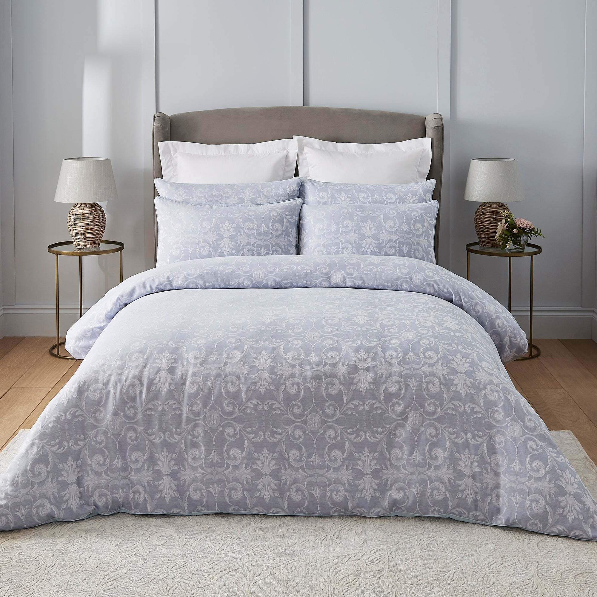 Dorma Regency 100% Cotton Duvet Cover and Pillowcase Set Blue by Dunelm ...