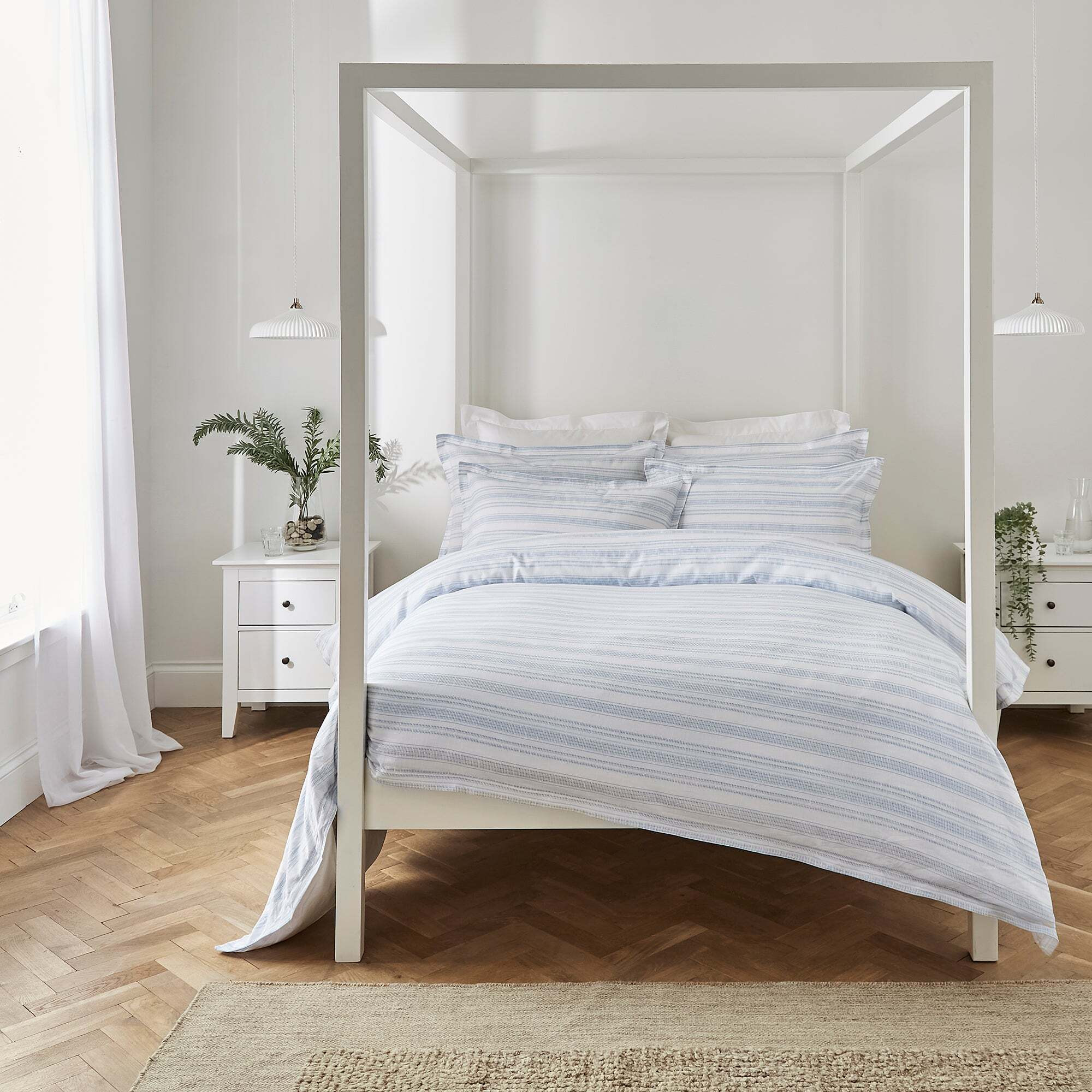 Dorma Holkham 100% Cotton Duvet Cover and Pillowcase Set Blue by Dunelm ...
