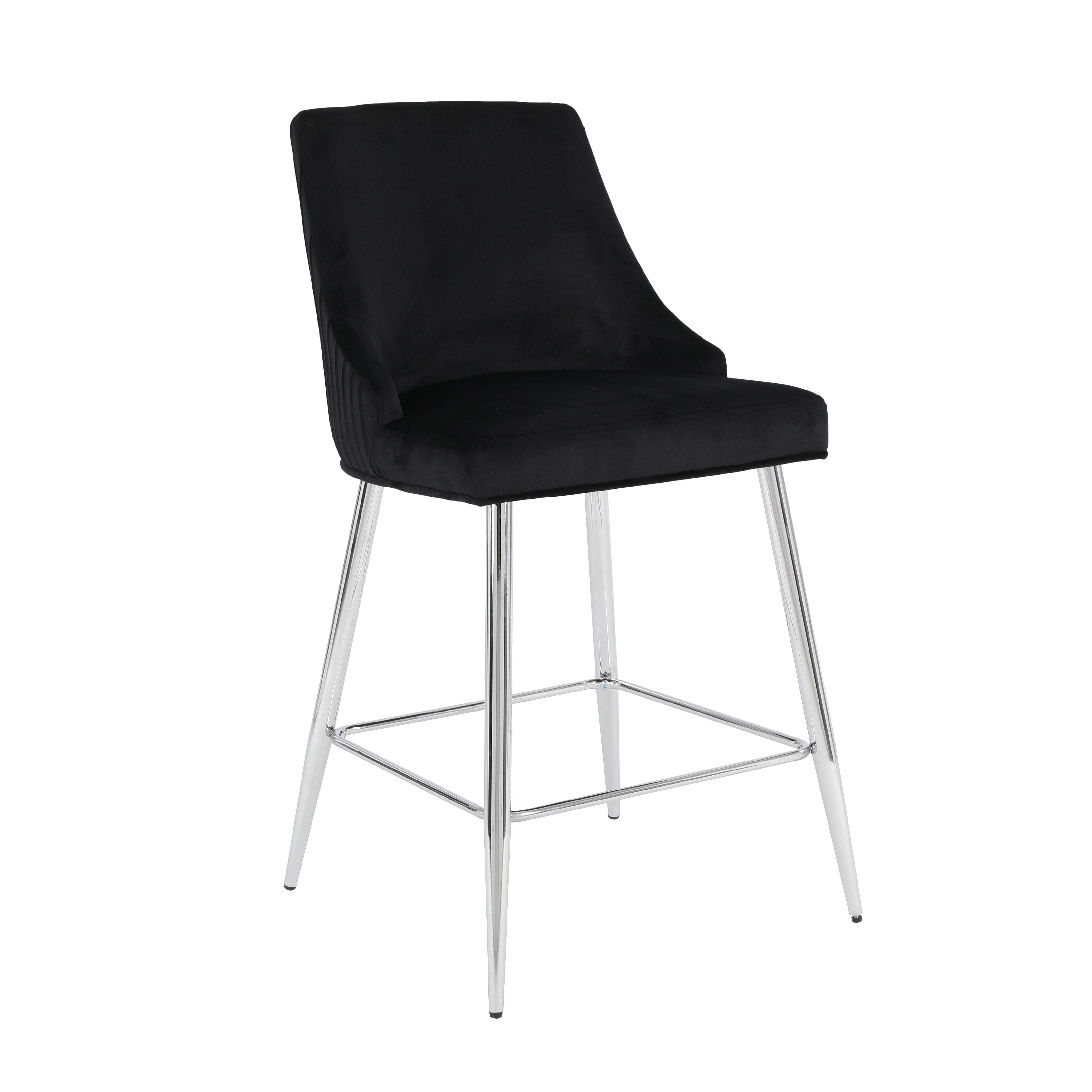 Peyton Bar Height Stool, Velvet Black by Dunelm | ufurnish.com