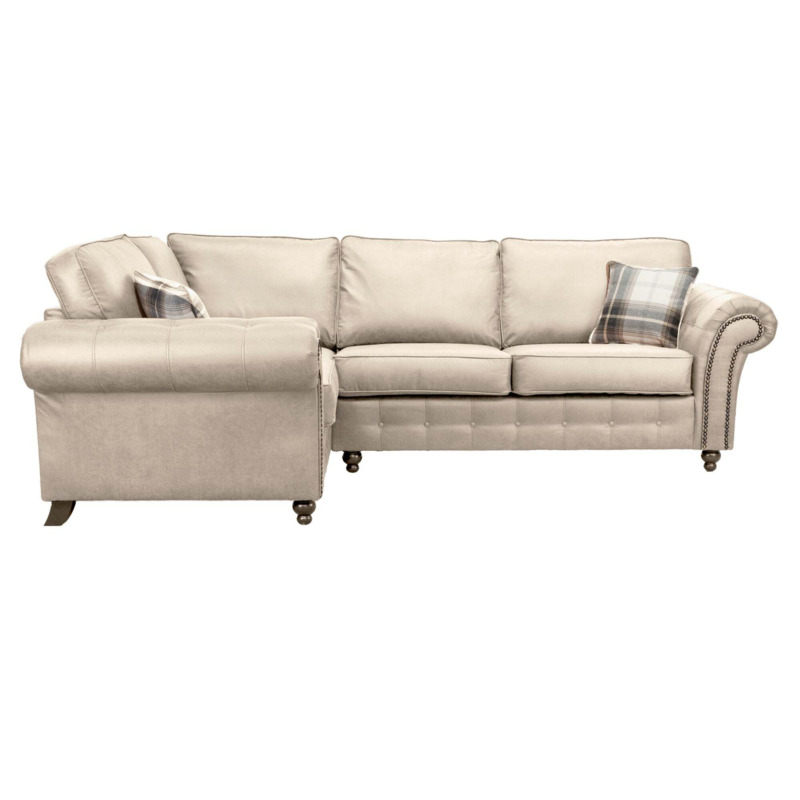 Oakland Soft Faux Leather Corner Sofa Beige by Dunelm | ufurnish.com