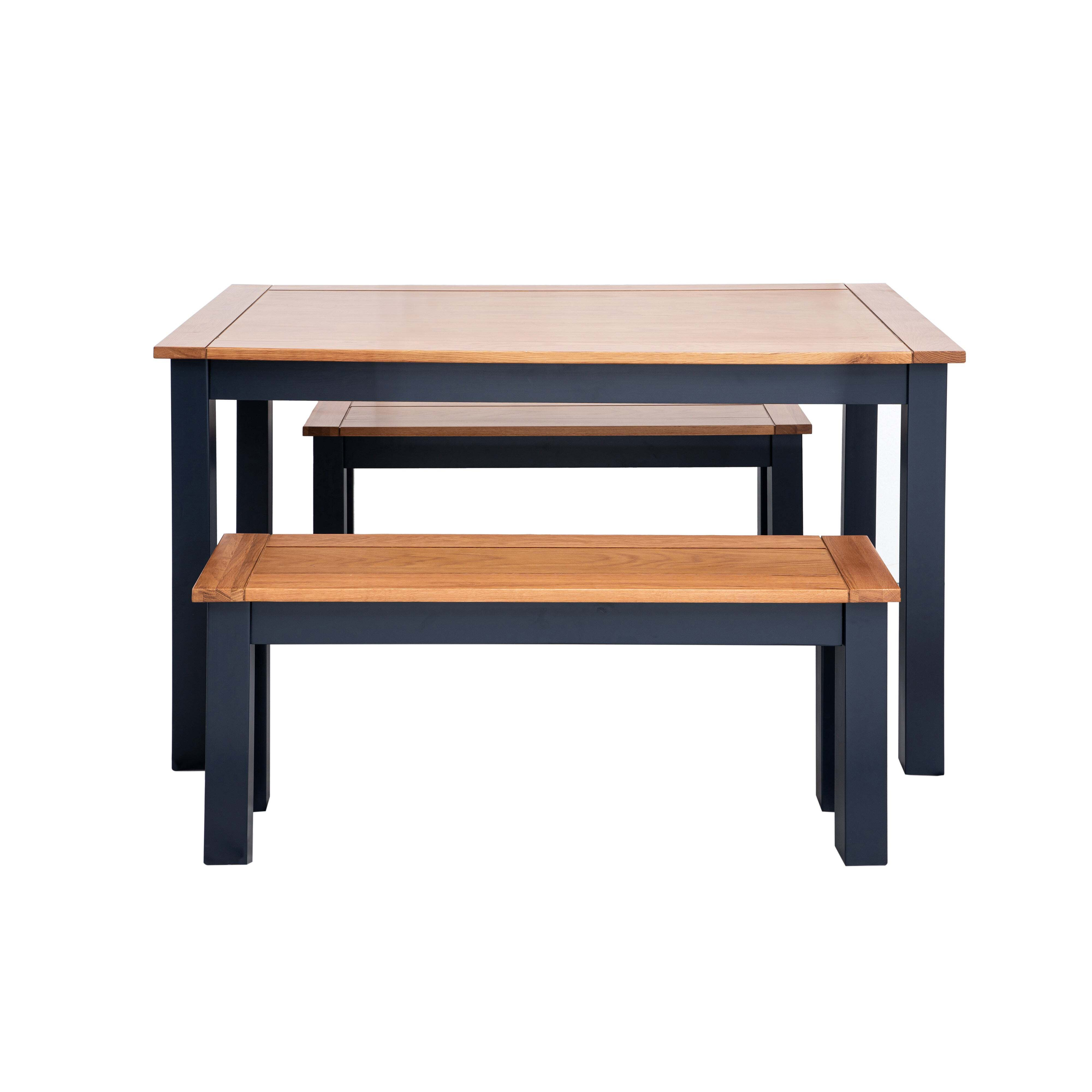 Clifford Rectangular Dining Table with 2 Benches, Pine Black by Dunelm ...
