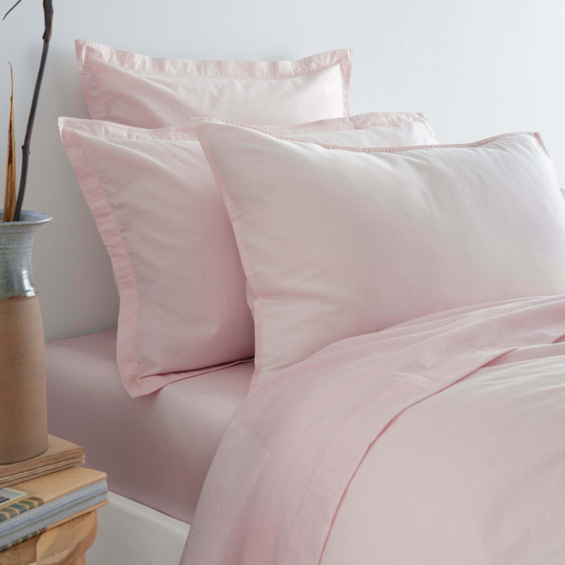 Soft Washed Recycled Cotton Flat Sheet Pink by Dunelm | ufurnish.com