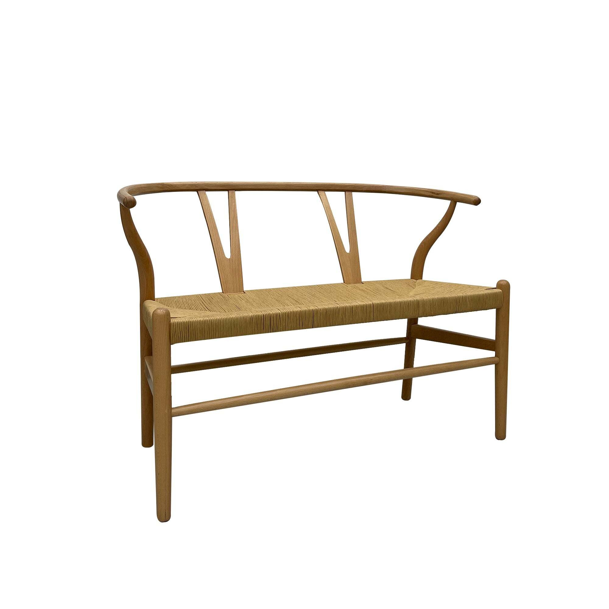 Lara Wishbone 2 Seater Dining Bench Seat, Beech Wood Natural by Dunelm ...
