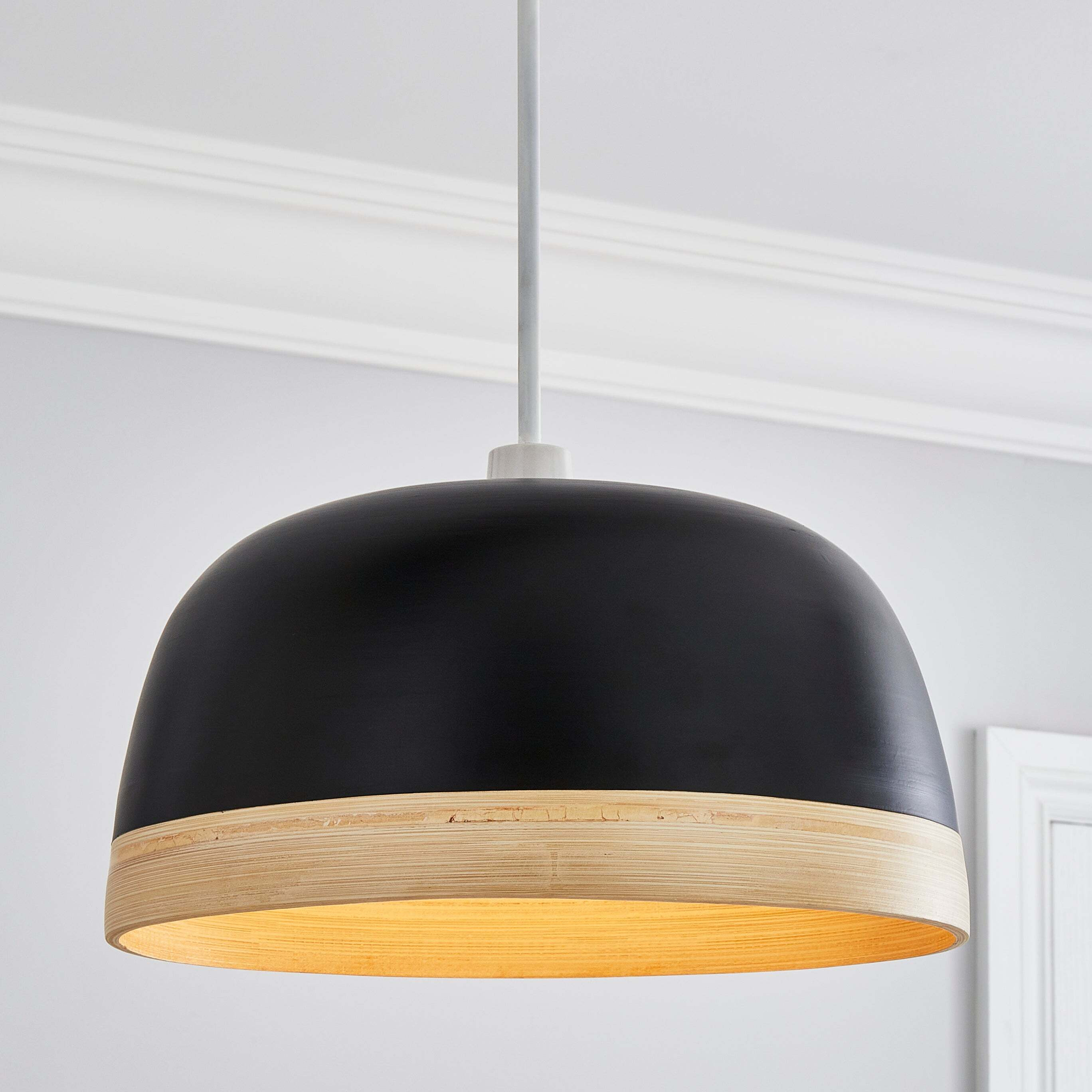 Edited Life Bamboo Easy Fit Pendant Black by Dunelm | ufurnish.com