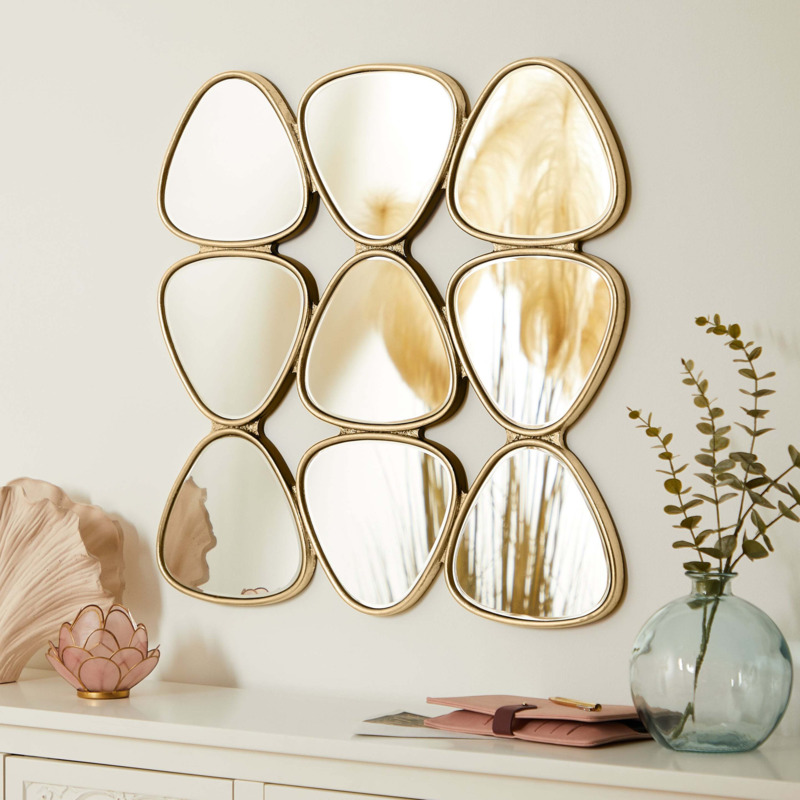 Pebble Mirrored Wall Art, 60cm Gold Effect by Dunelm | ufurnish.com