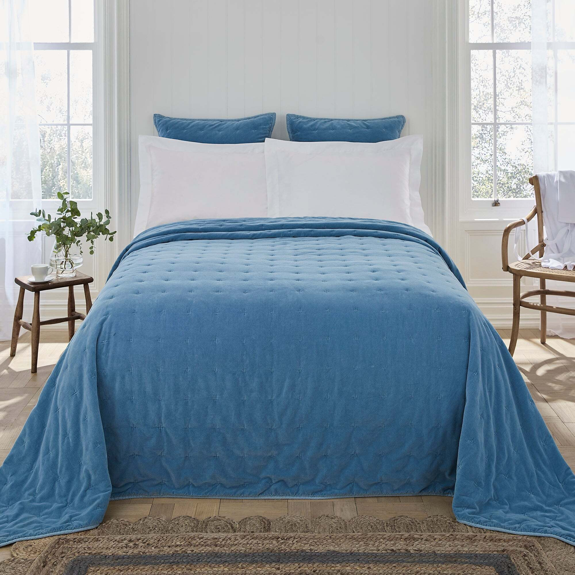 Dorma Adeena Blue Bedspread Blue by Dunelm | ufurnish.com