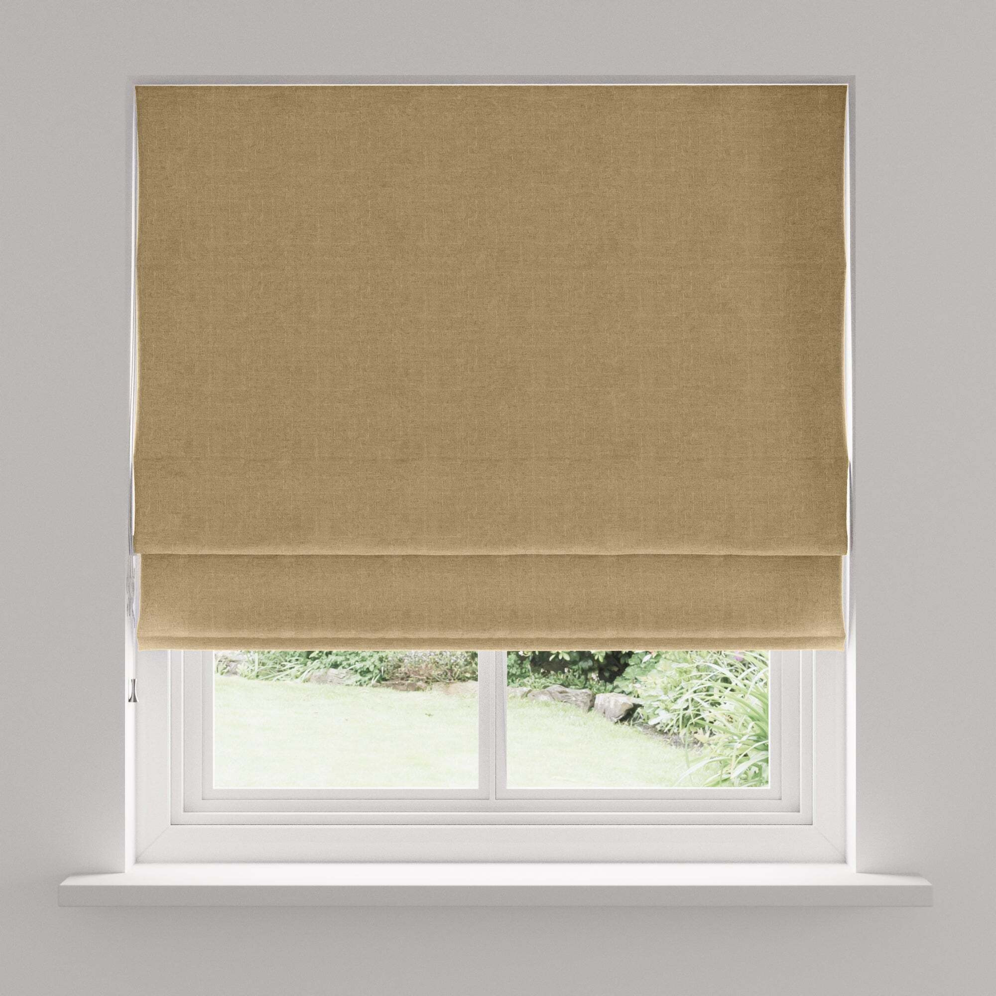 Linen Look Dark Sand Blackout Roman Blind Sand by Dunelm | ufurnish.com