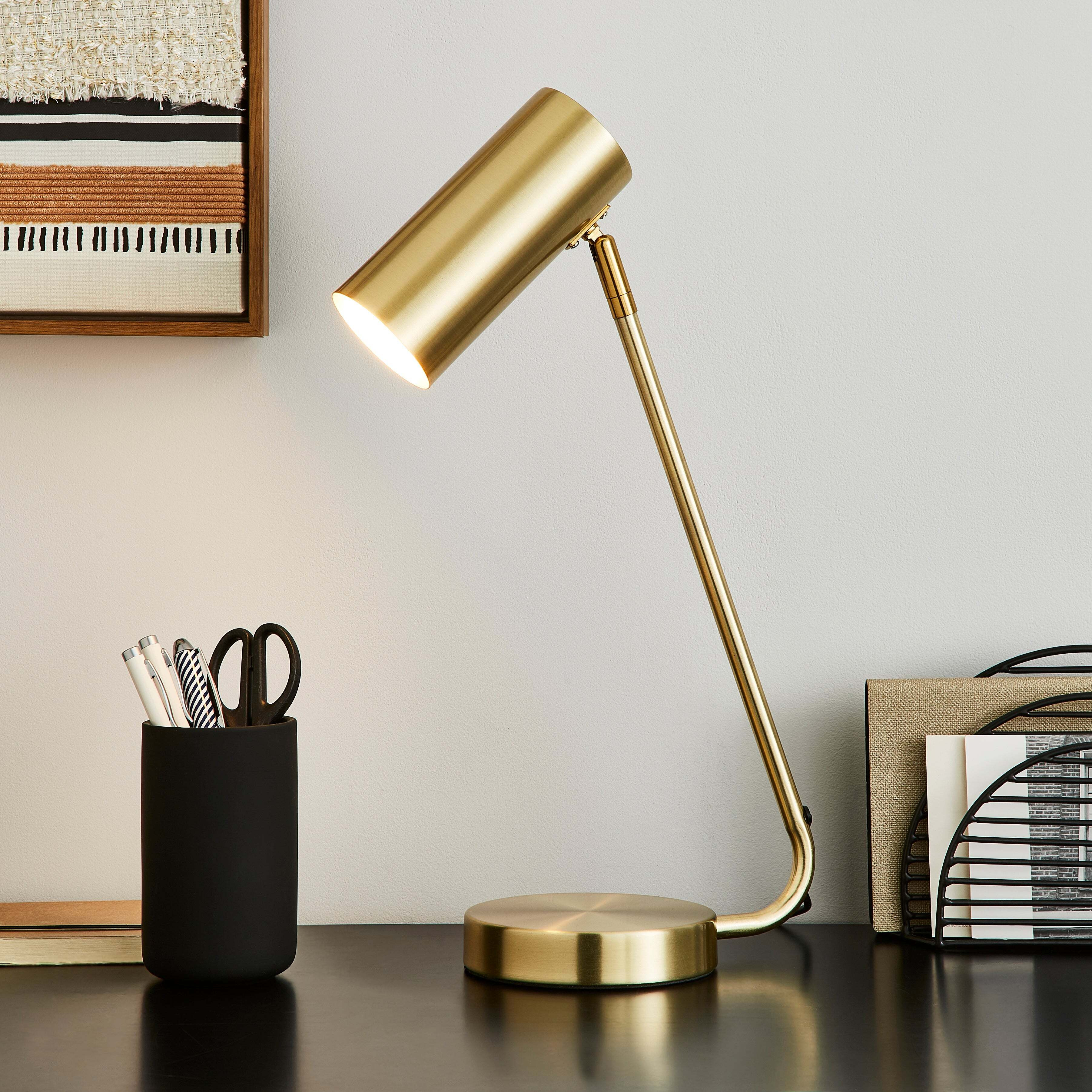 Lilou Integrated LED Dimmable Desk Lamp Gold by Dunelm | uFurnish.com