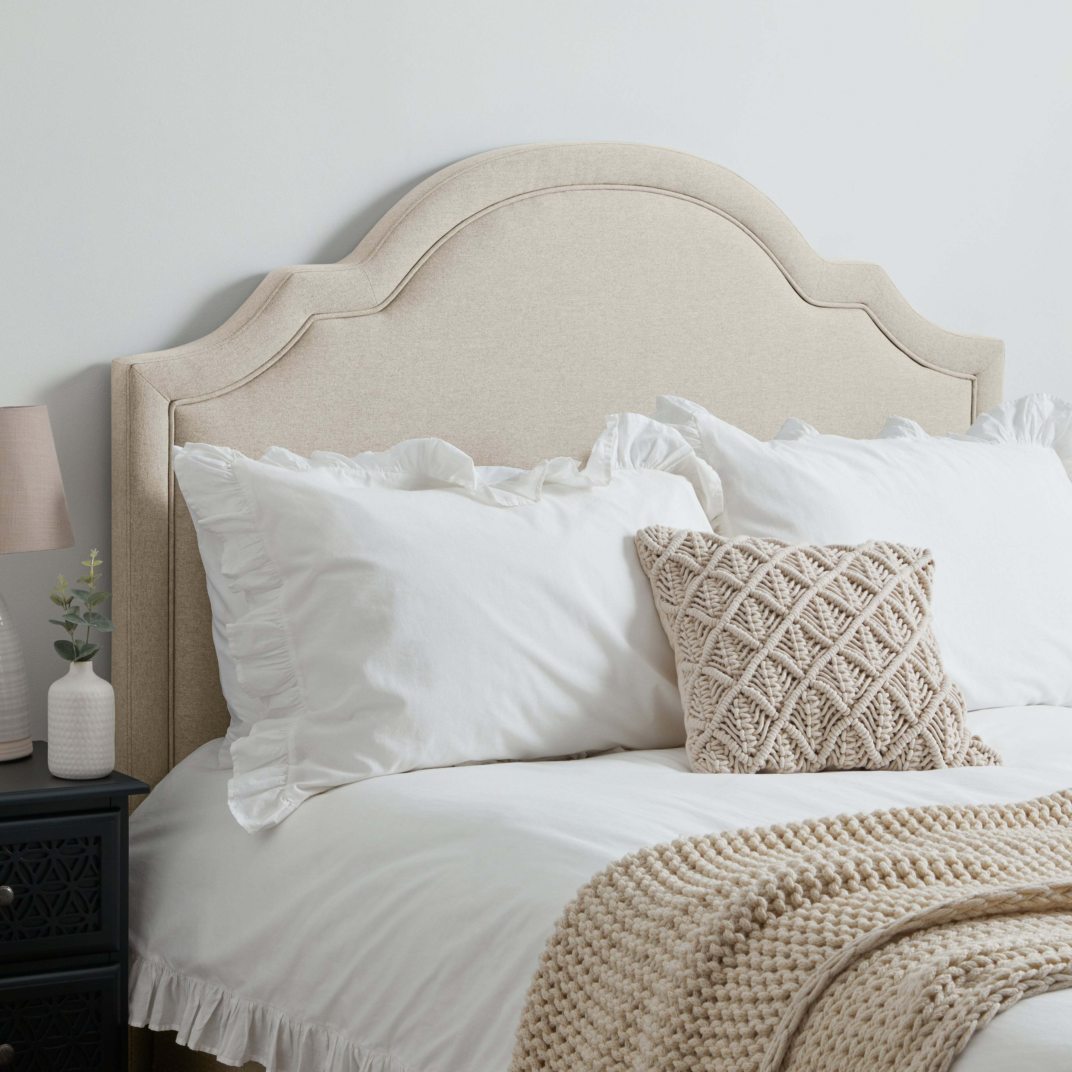Margo Faux Linen Struts Headboard Sandstone by Dunelm | uFurnish.com
