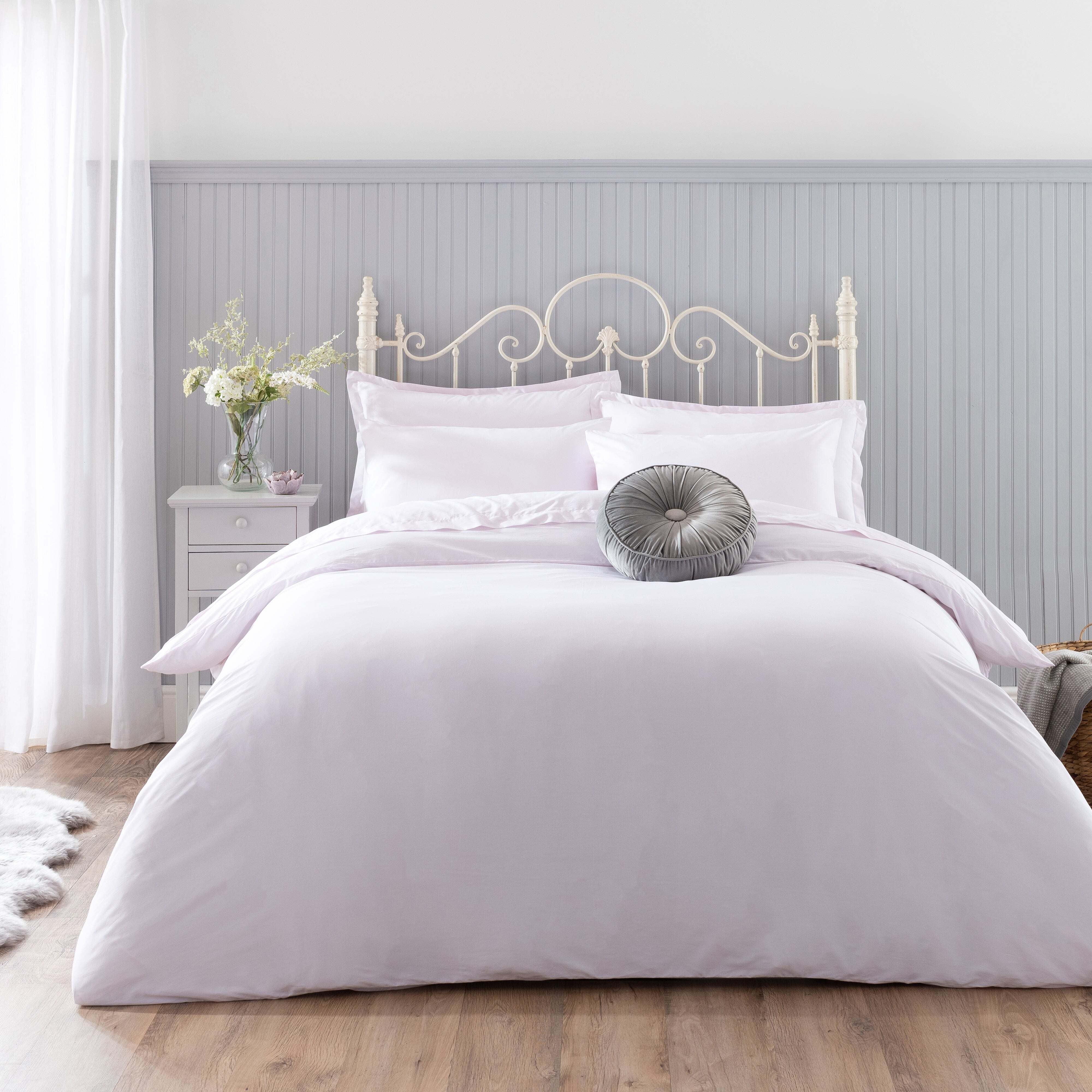 Holly Willoughby Plain Samira Blush 100% Cotton Duvet Cover and ...