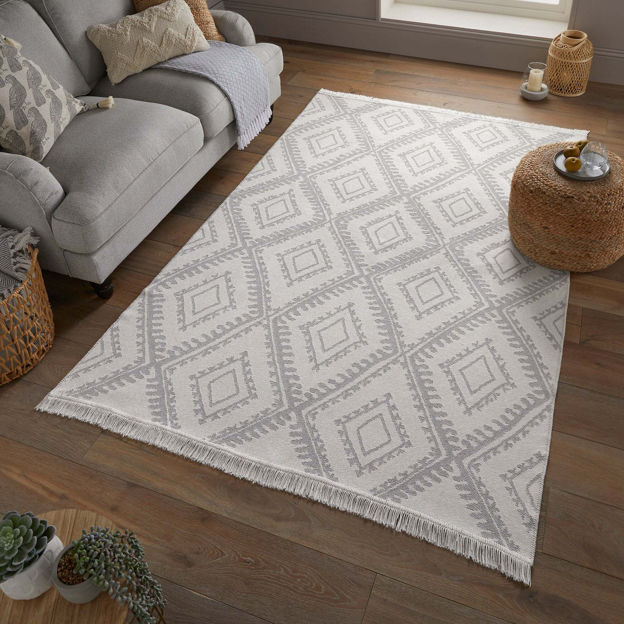 Alix Recycled Rug Grey by Dunelm | ufurnish.com