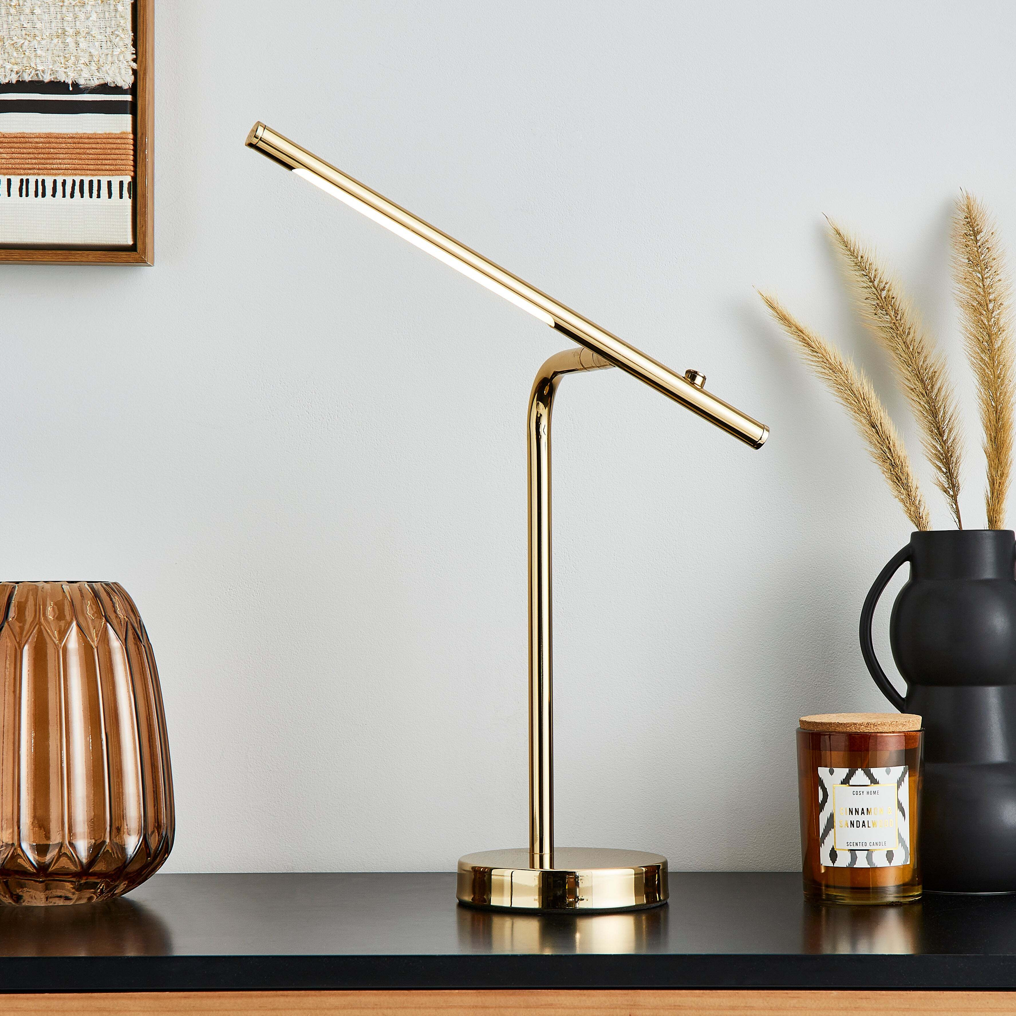 Jackson Integrated LED Dimmable Table Lamp Gold by Dunelm | ufurnish.com