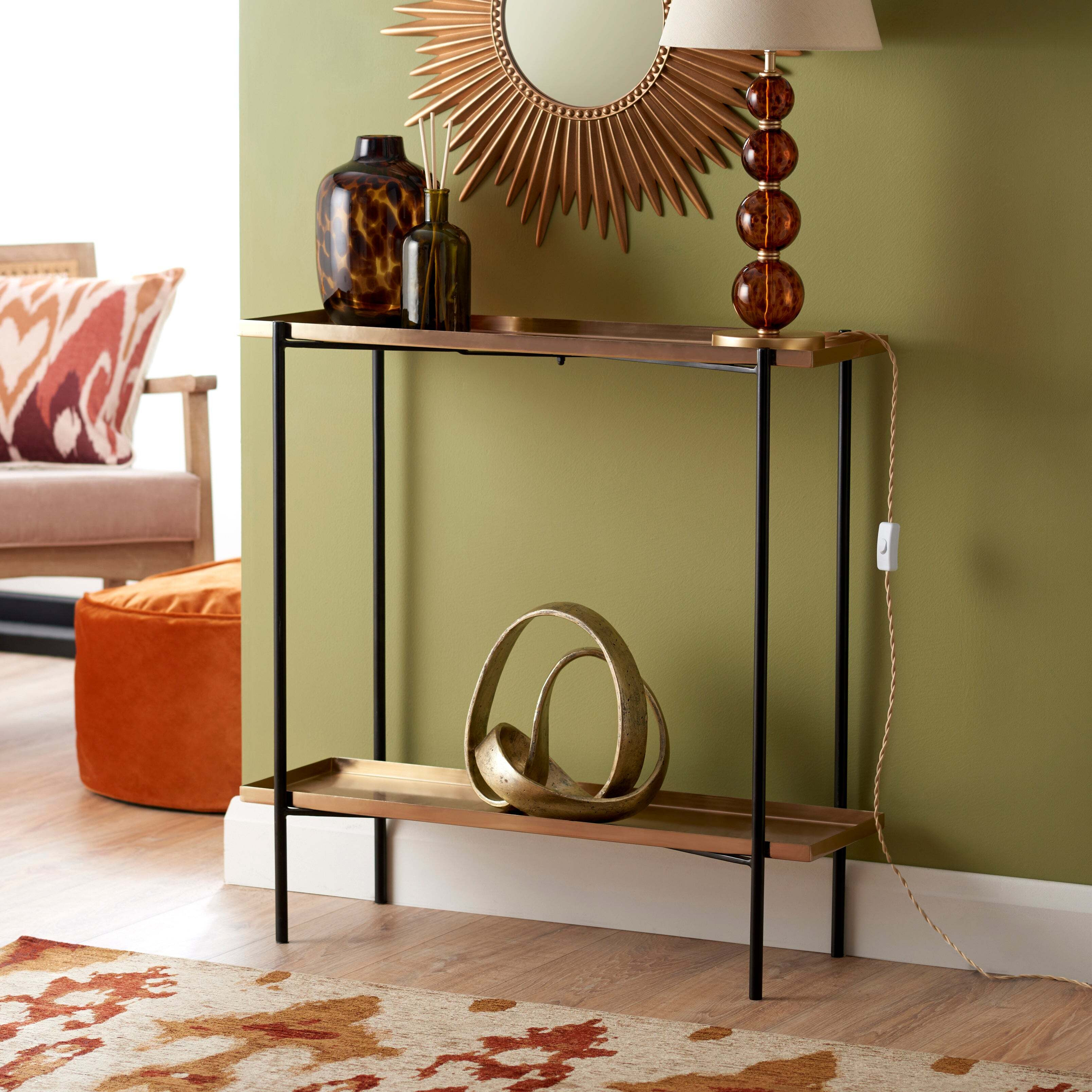 Tiana Console Table Metallic Effect Brown by Dunelm | ufurnish.com