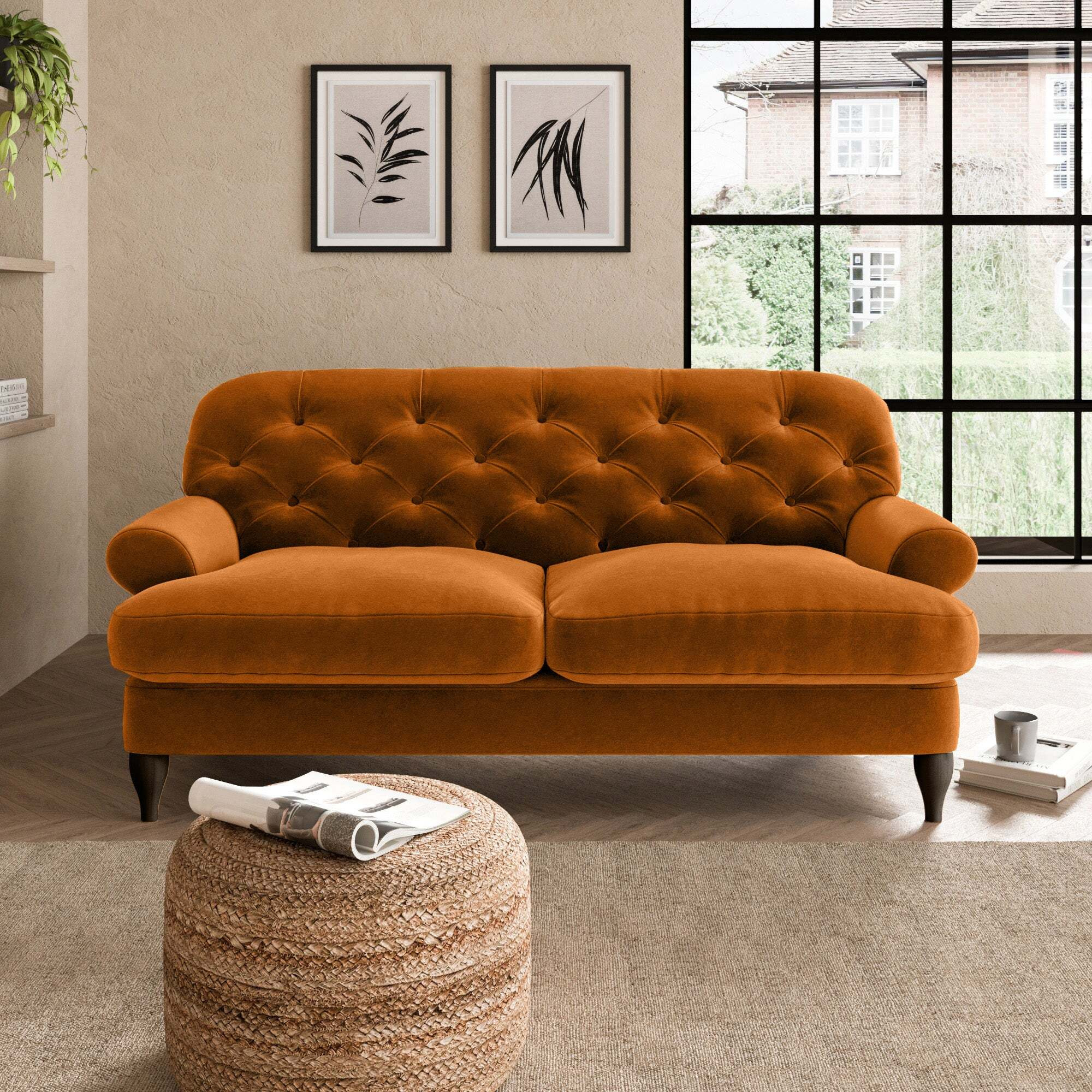 Canterbury 2 Seater Sofa Orange by Dunelm | ufurnish.com