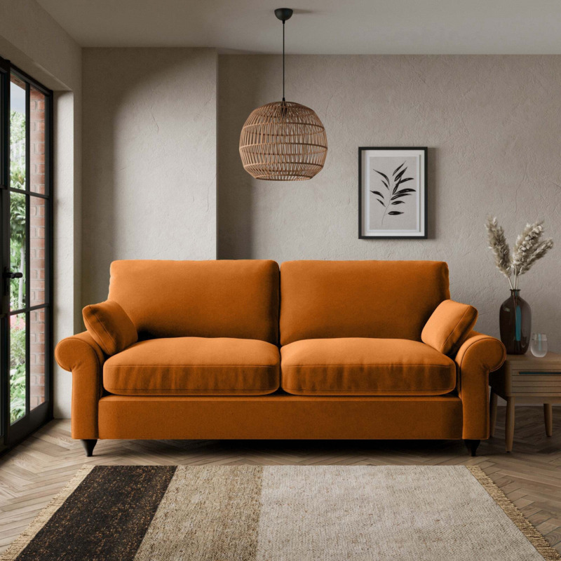 Salisbury 3 Seater Sofa Orange by Dunelm | ufurnish.com