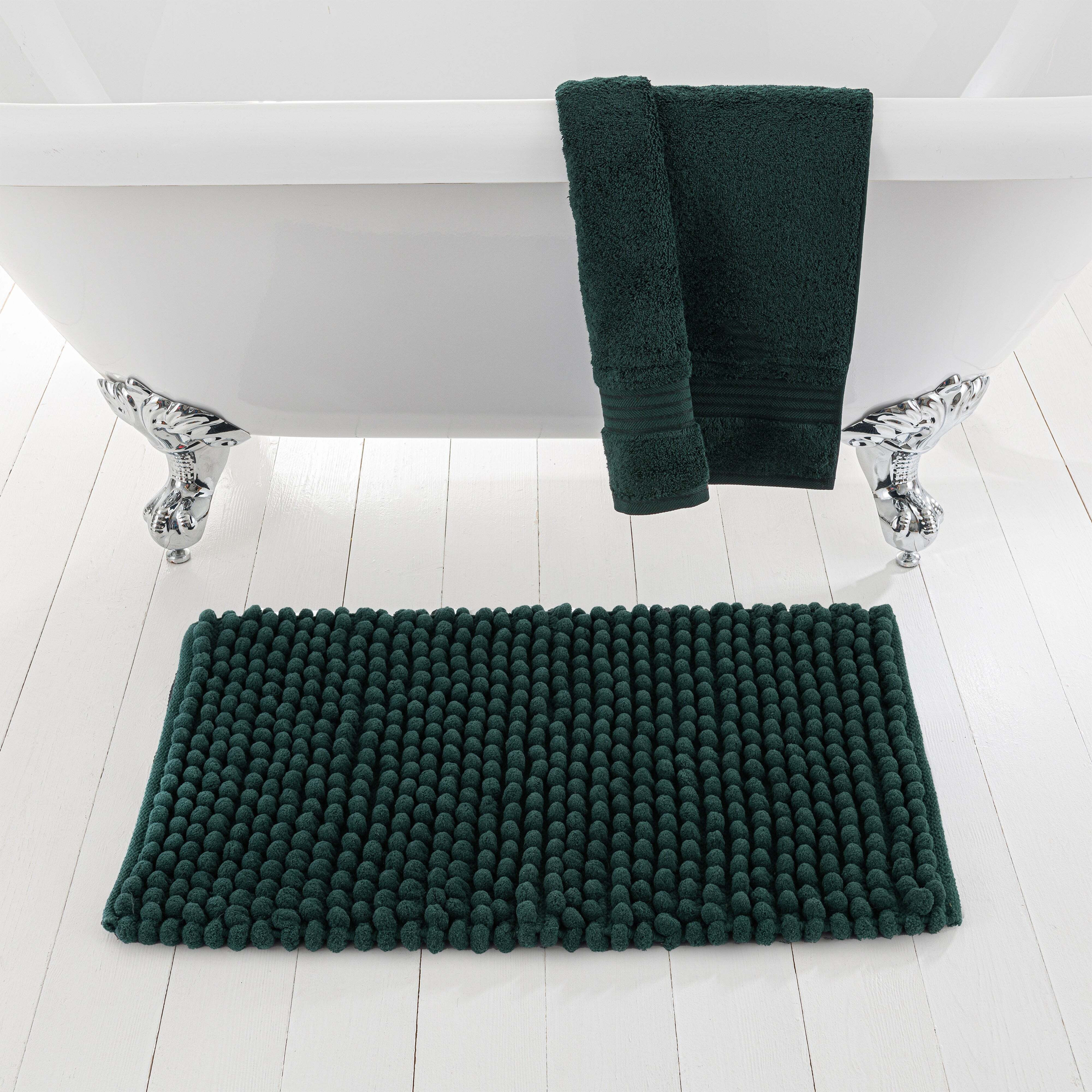 Pebble Bottle Green Bath Mat Green by Dunelm | ufurnish.com