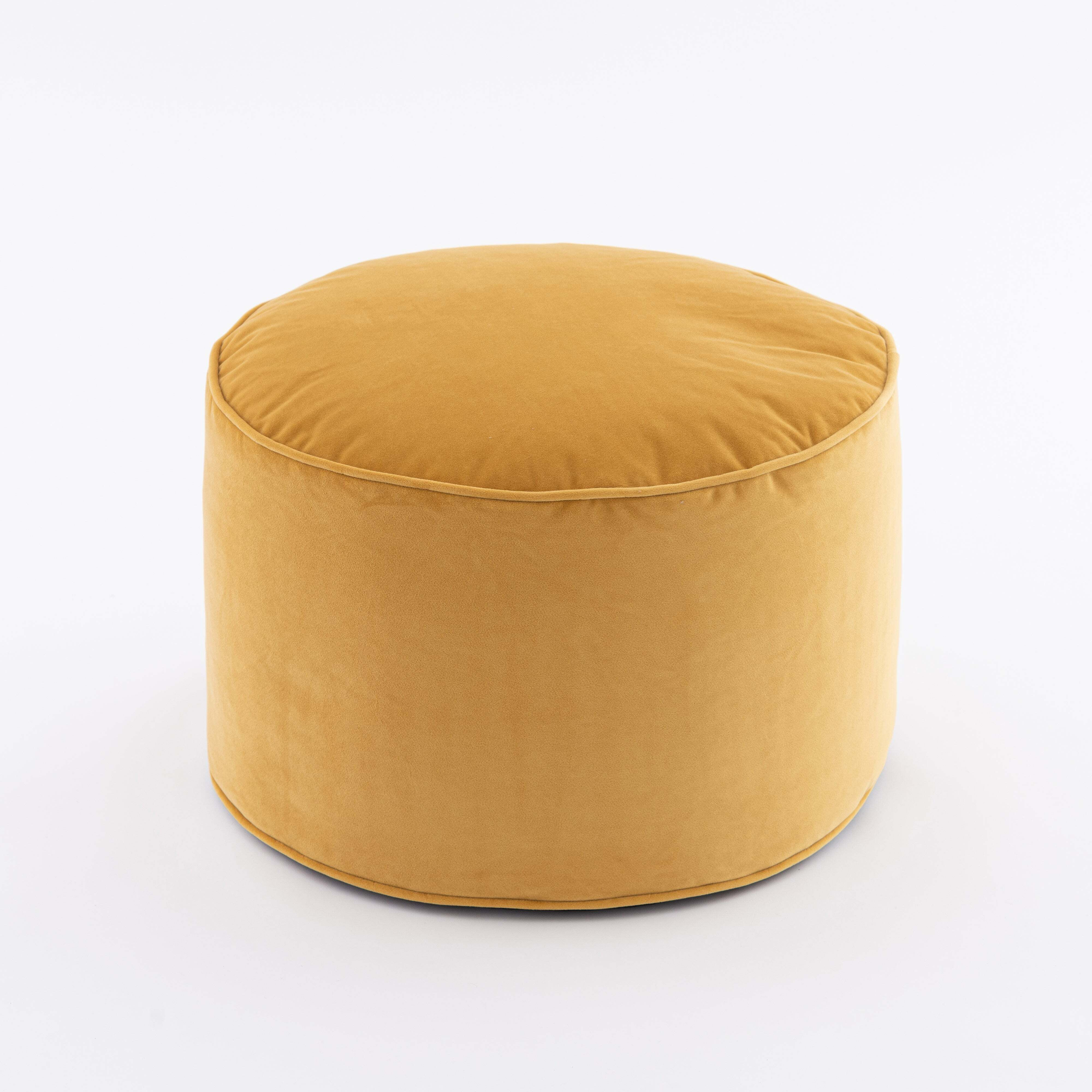 Eliza Velvet Pouffe Gold by Dunelm | ufurnish.com