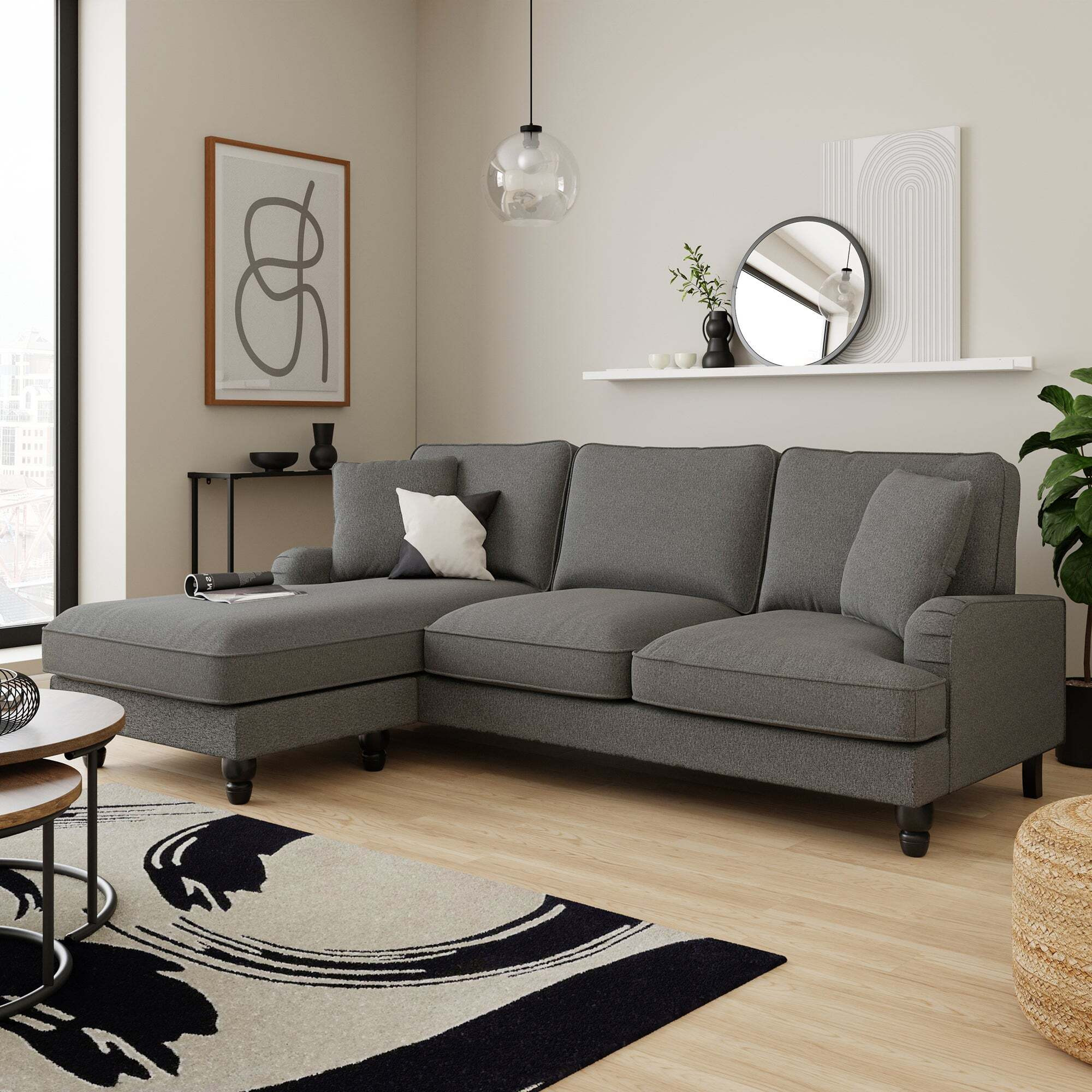 Beatrice Luna Corner Chaise Luna Charcoal by Dunelm | ufurnish.com